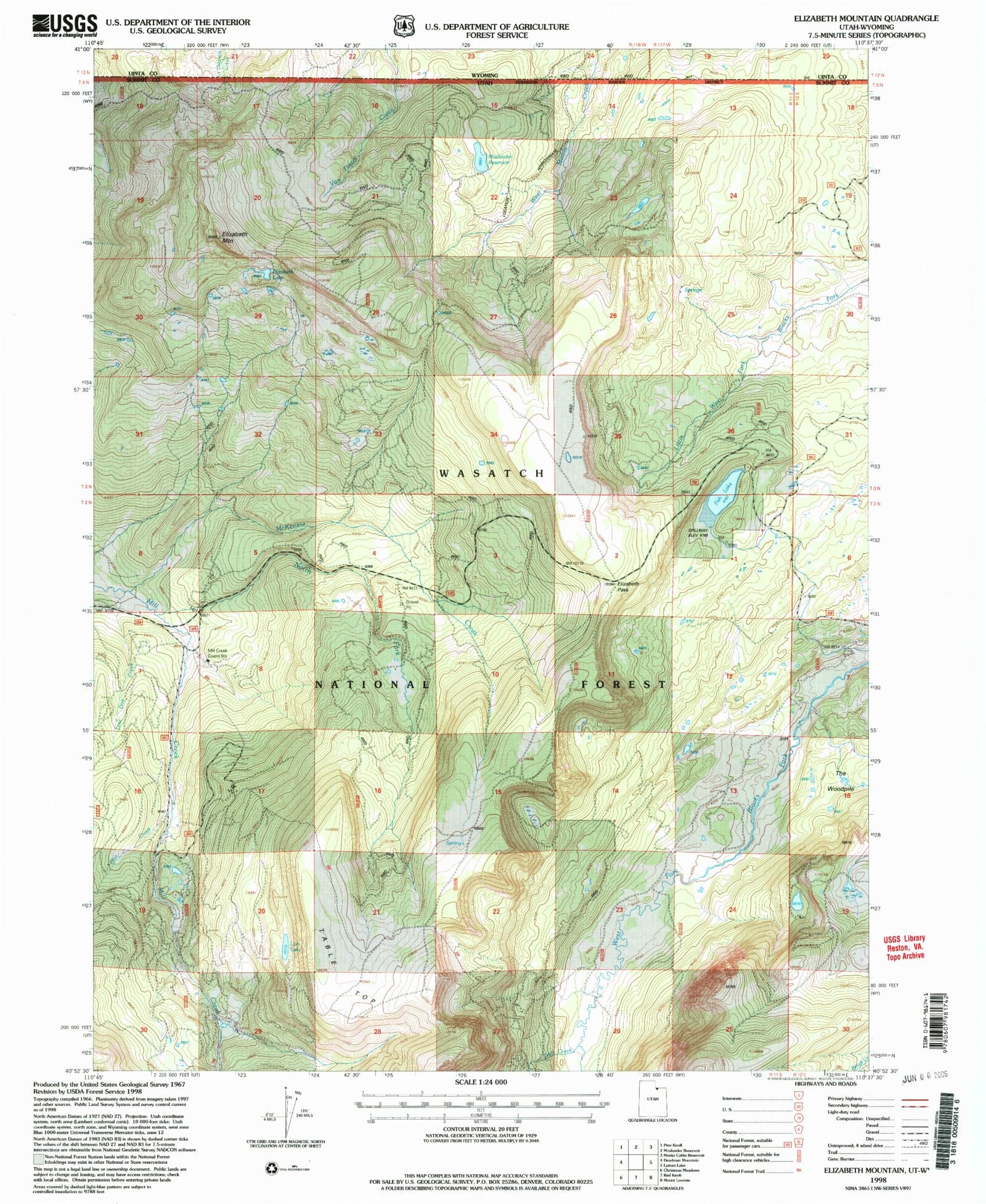 Classic USGS Elizabeth Mountain Utah 7.5'x7.5' Topo Map – MyTopo Map Store