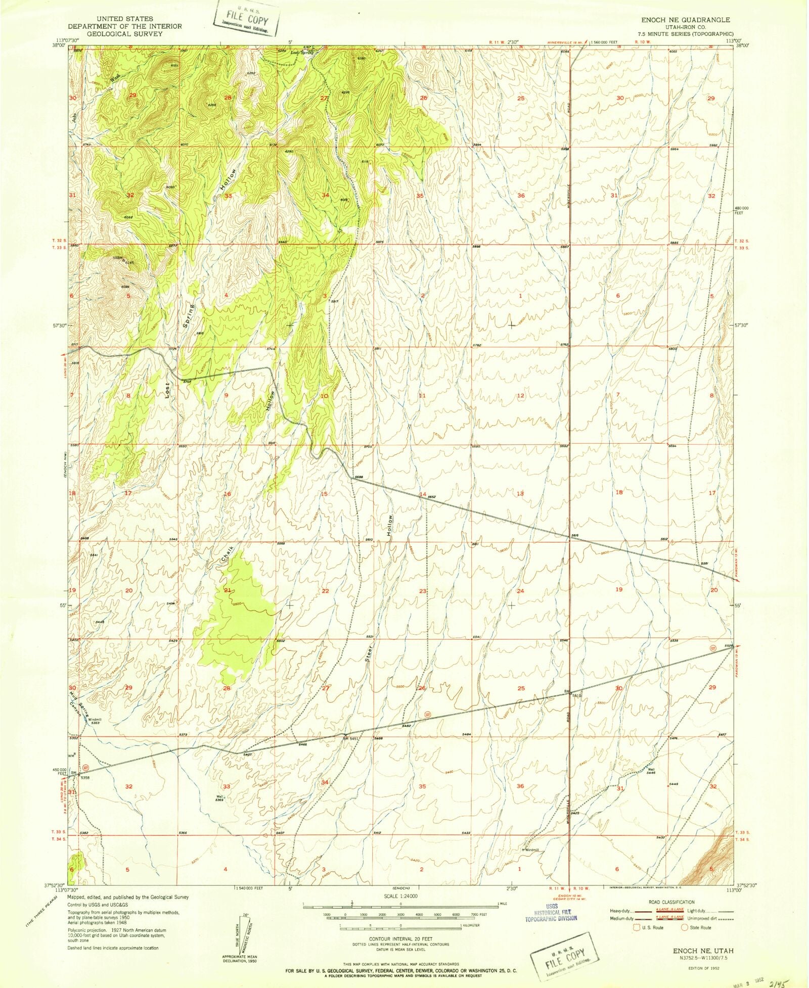 Classic USGS Enoch NE Utah 7.5'x7.5' Topo Map – MyTopo Map Store