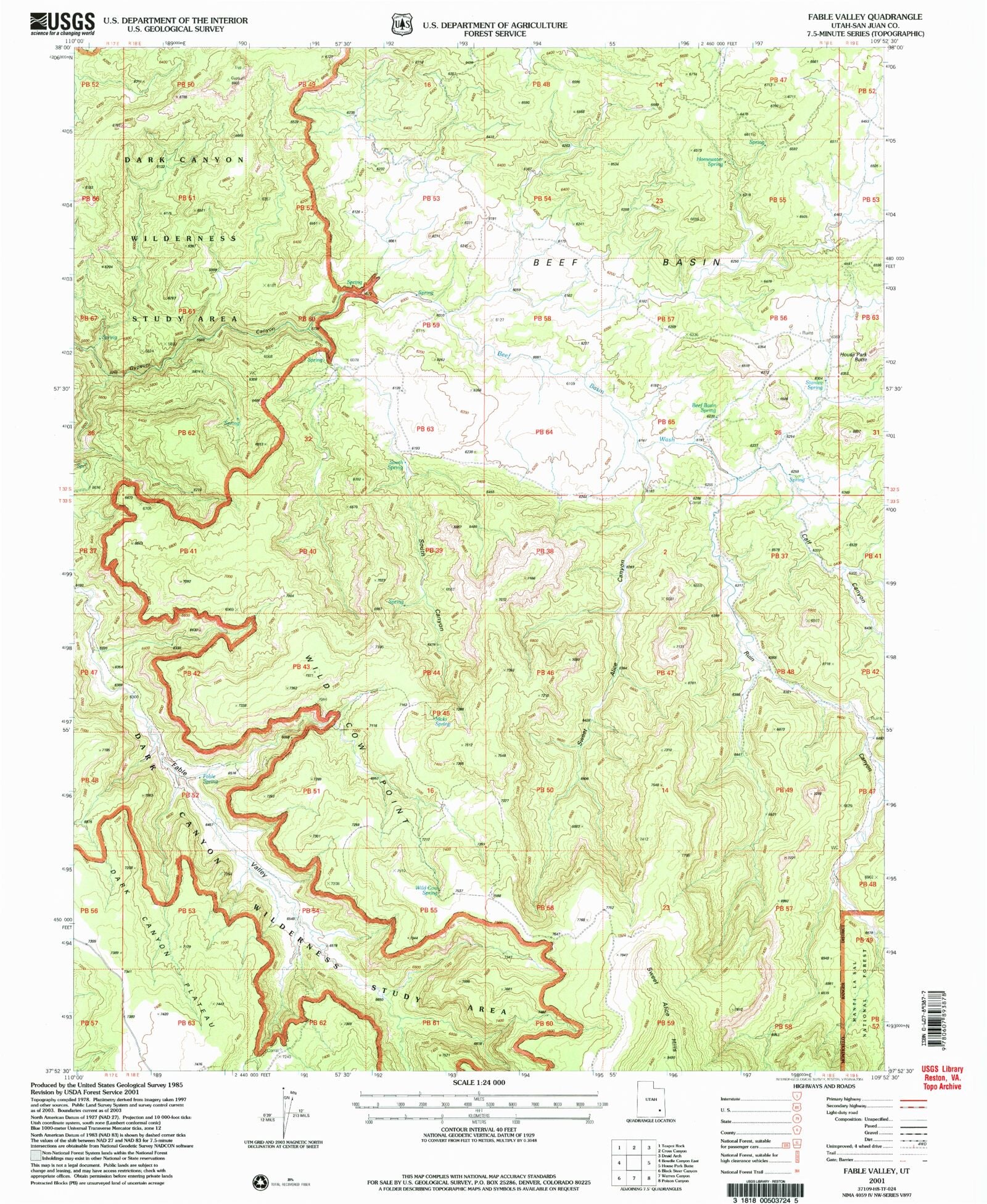 Classic USGS Fable Valley Utah 7.5'x7.5' Topo Map – MyTopo Map Store