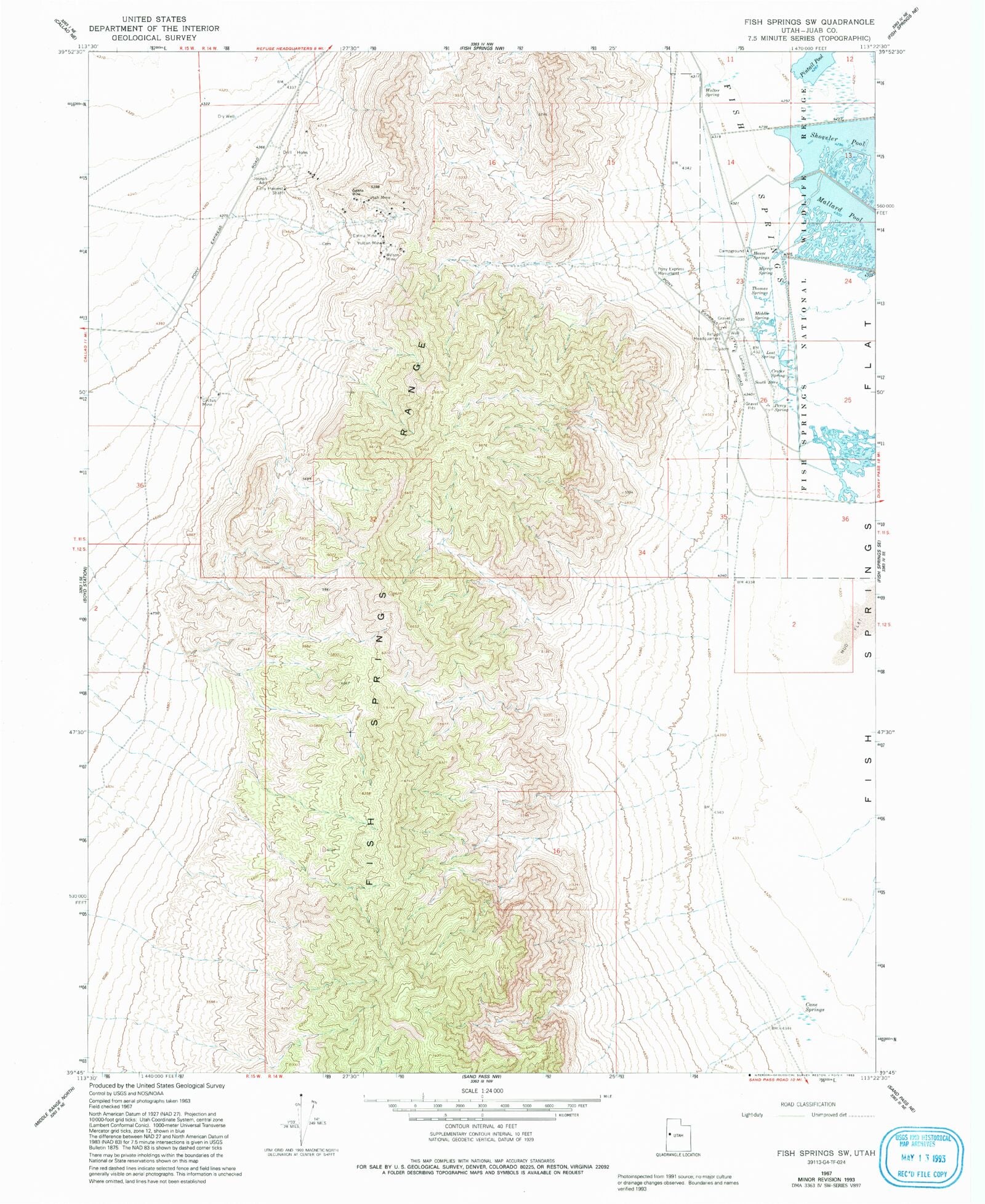 Classic USGS Fish Springs SW Utah 7.5'x7.5' Topo Map – MyTopo Map Store