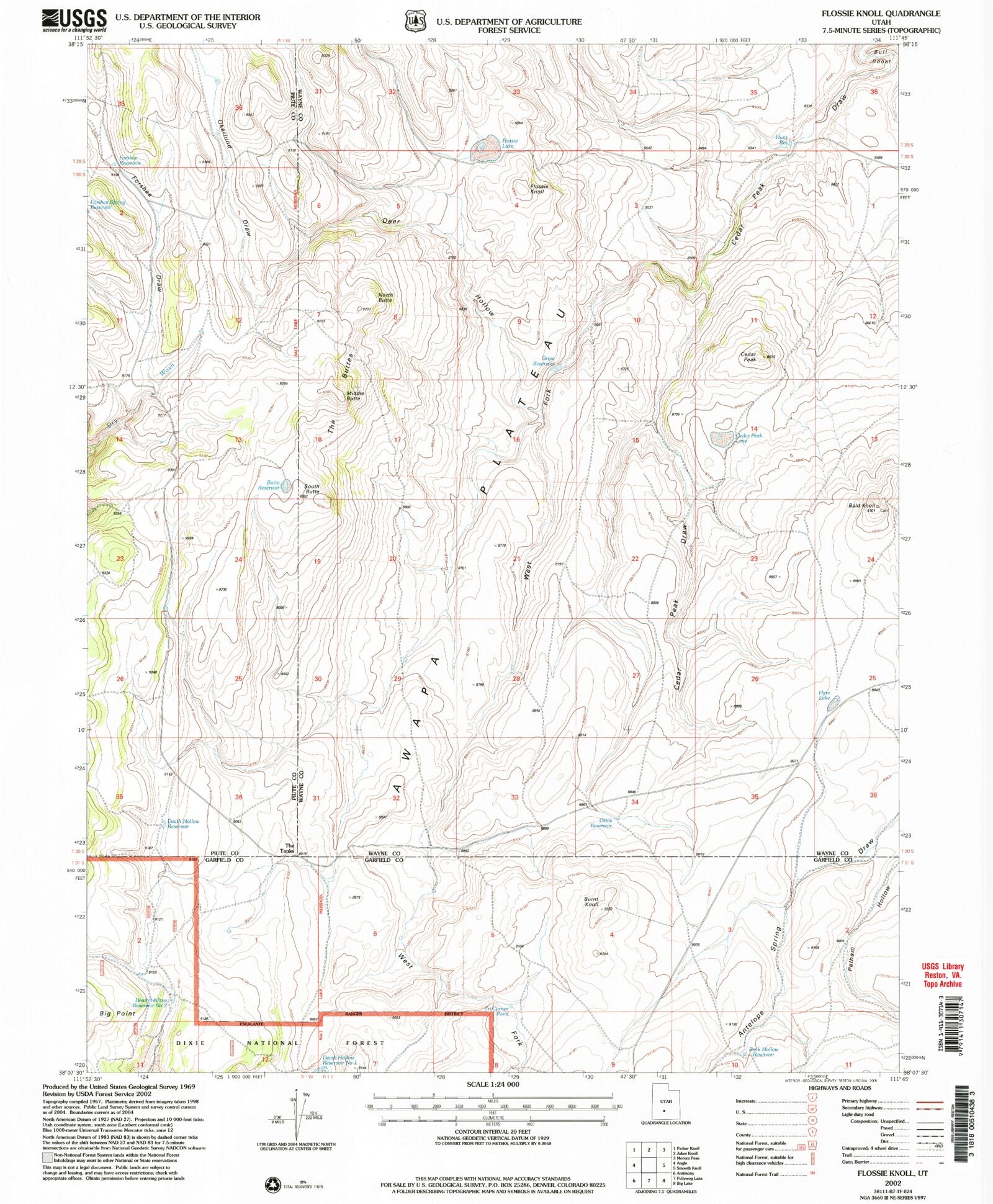 Classic USGS Flossie Knoll Utah 7.5'x7.5' Topo Map – MyTopo Map Store