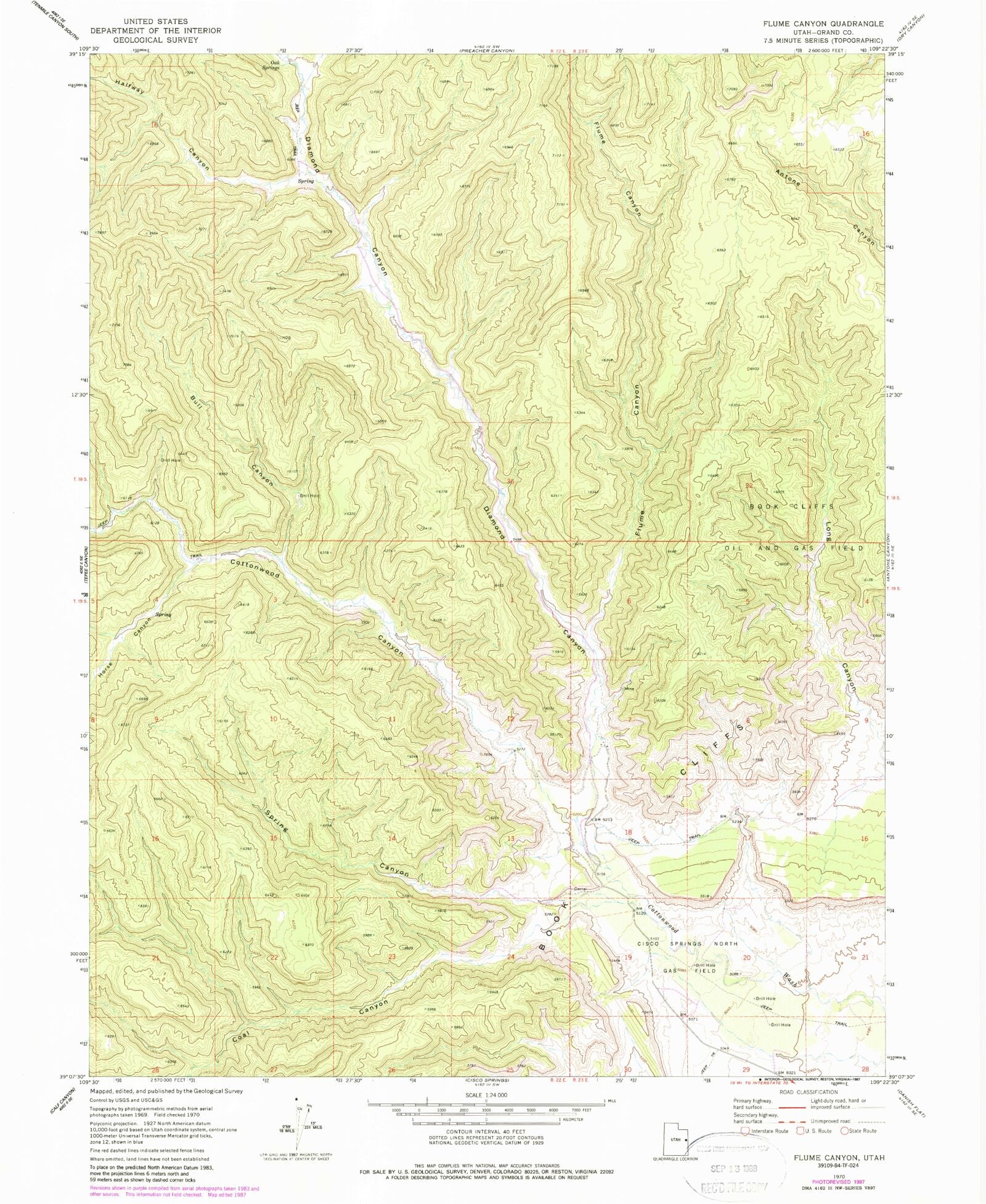 Classic USGS Flume Canyon Utah 7.5'x7.5' Topo Map – MyTopo Map Store