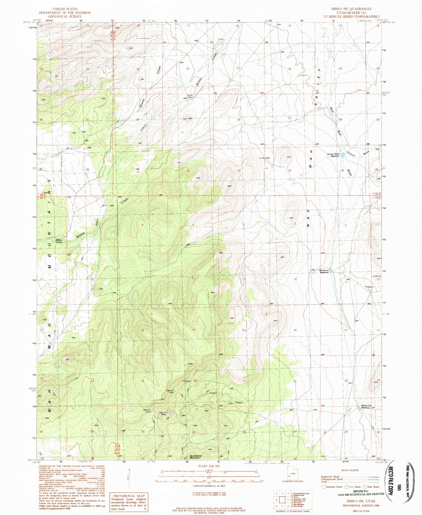 Classic USGS Frisco SW Utah 7.5'x7.5' Topo Map – MyTopo Map Store