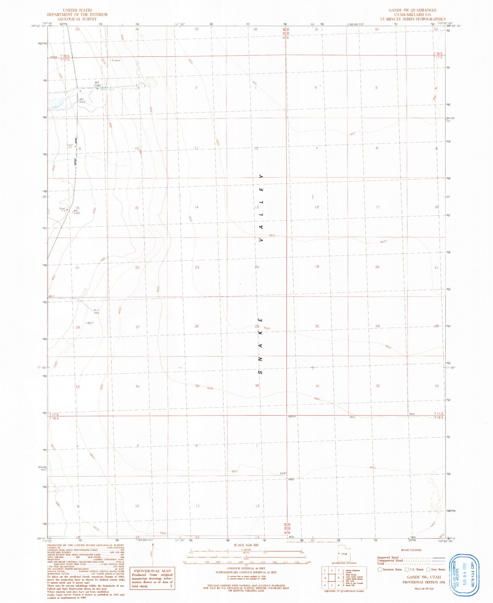 Classic USGS Gandy SW Utah 7.5'x7.5' Topo Map – MyTopo Map Store