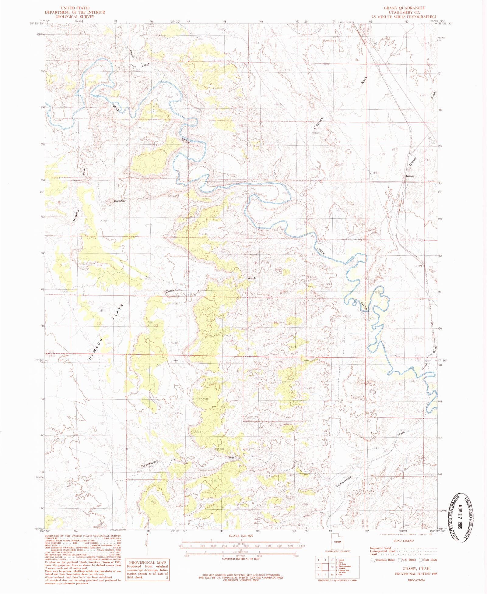 Classic USGS Grassy Utah 7.5'x7.5' Topo Map – MyTopo Map Store