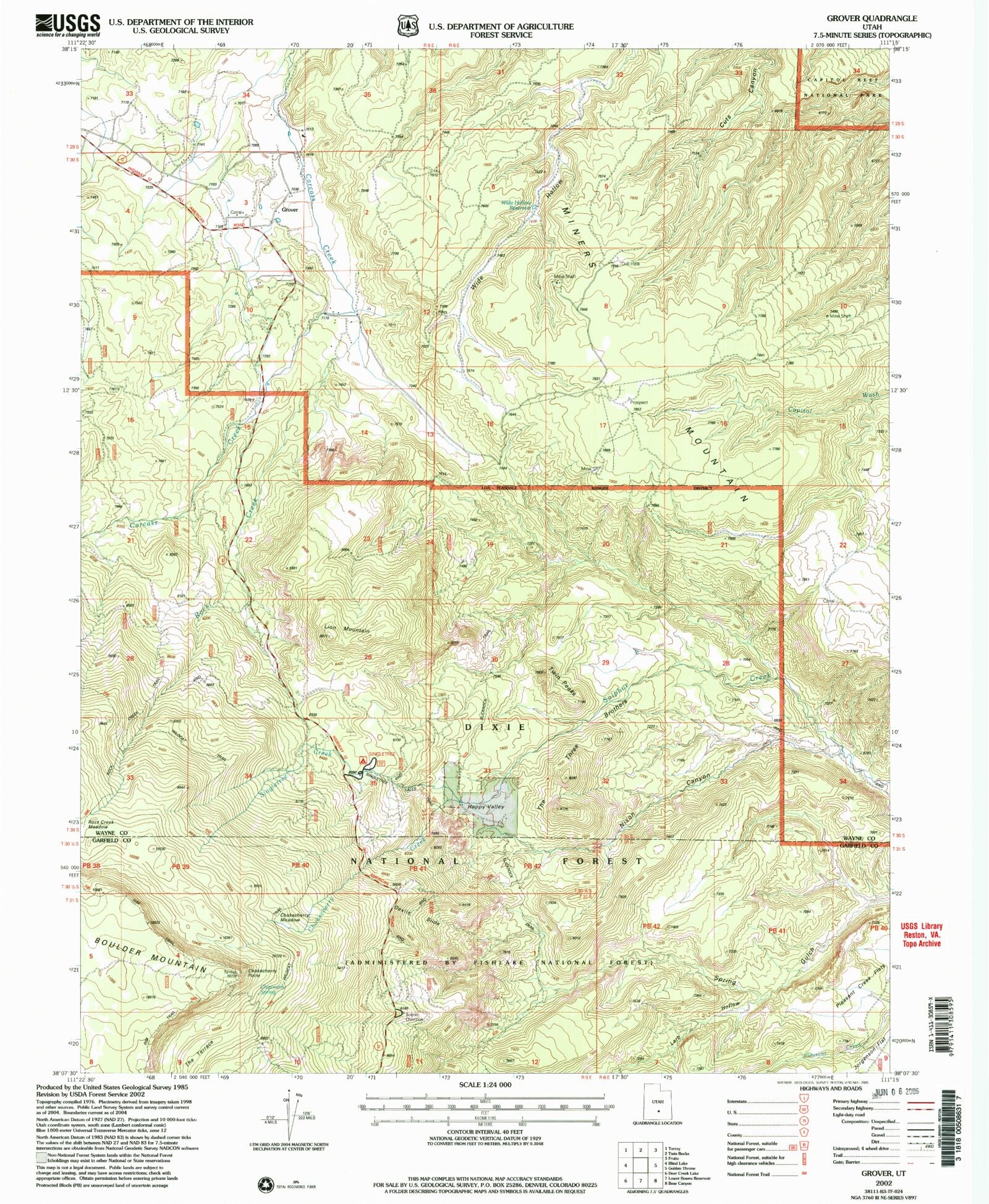 Classic USGS Grover Utah 7.5'x7.5' Topo Map – MyTopo Map Store