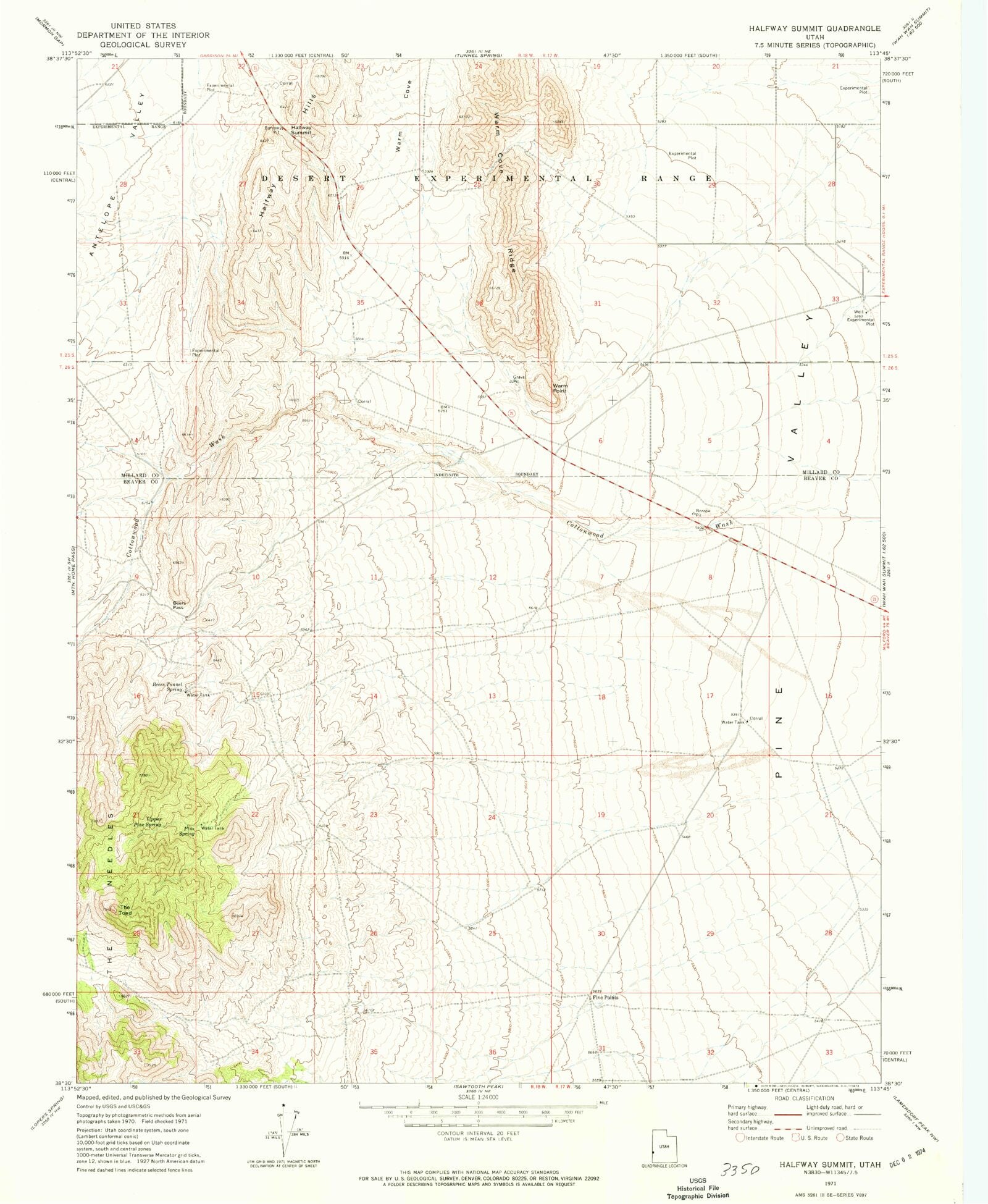 Classic USGS Halfway Summit Utah 7.5'x7.5' Topo Map – MyTopo Map Store