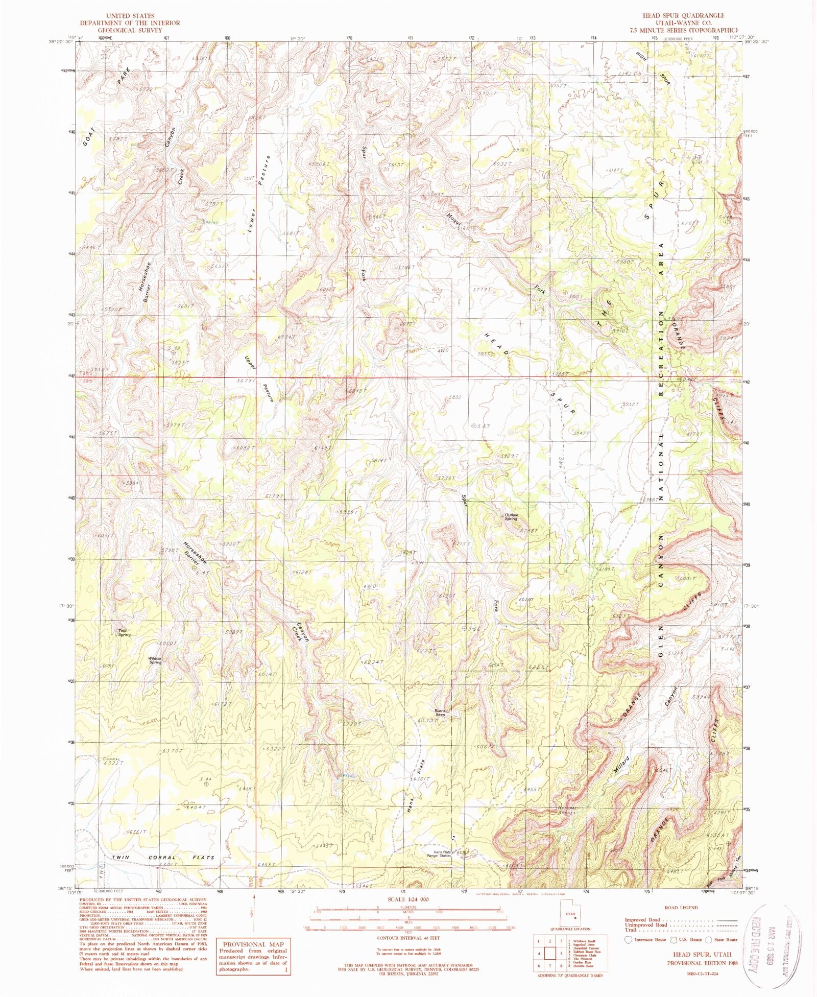 Classic USGS Head Spur Utah 7.5'x7.5' Topo Map – MyTopo Map Store