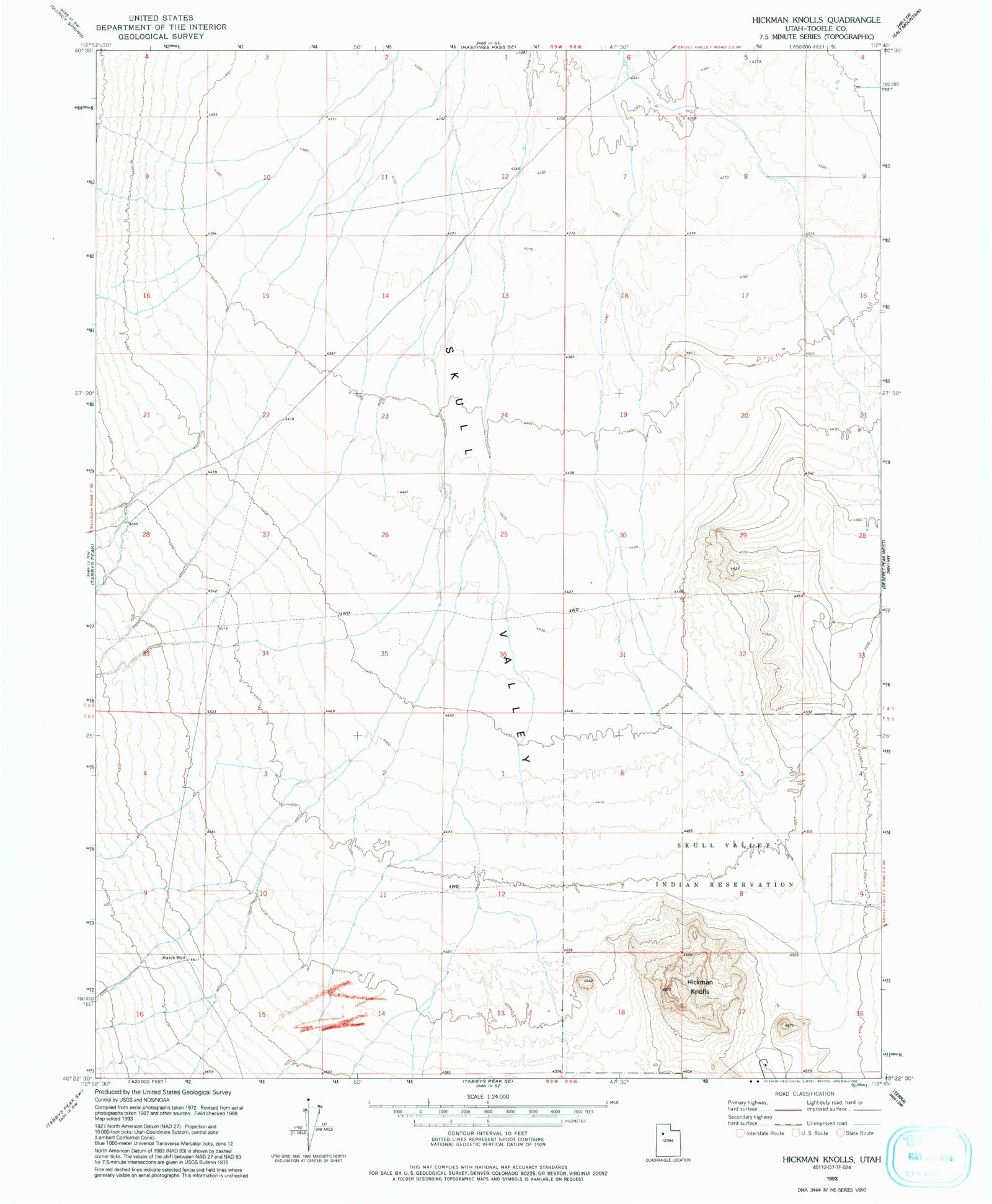 Classic USGS Hickman Knolls Utah 7.5'x7.5' Topo Map – MyTopo Map Store