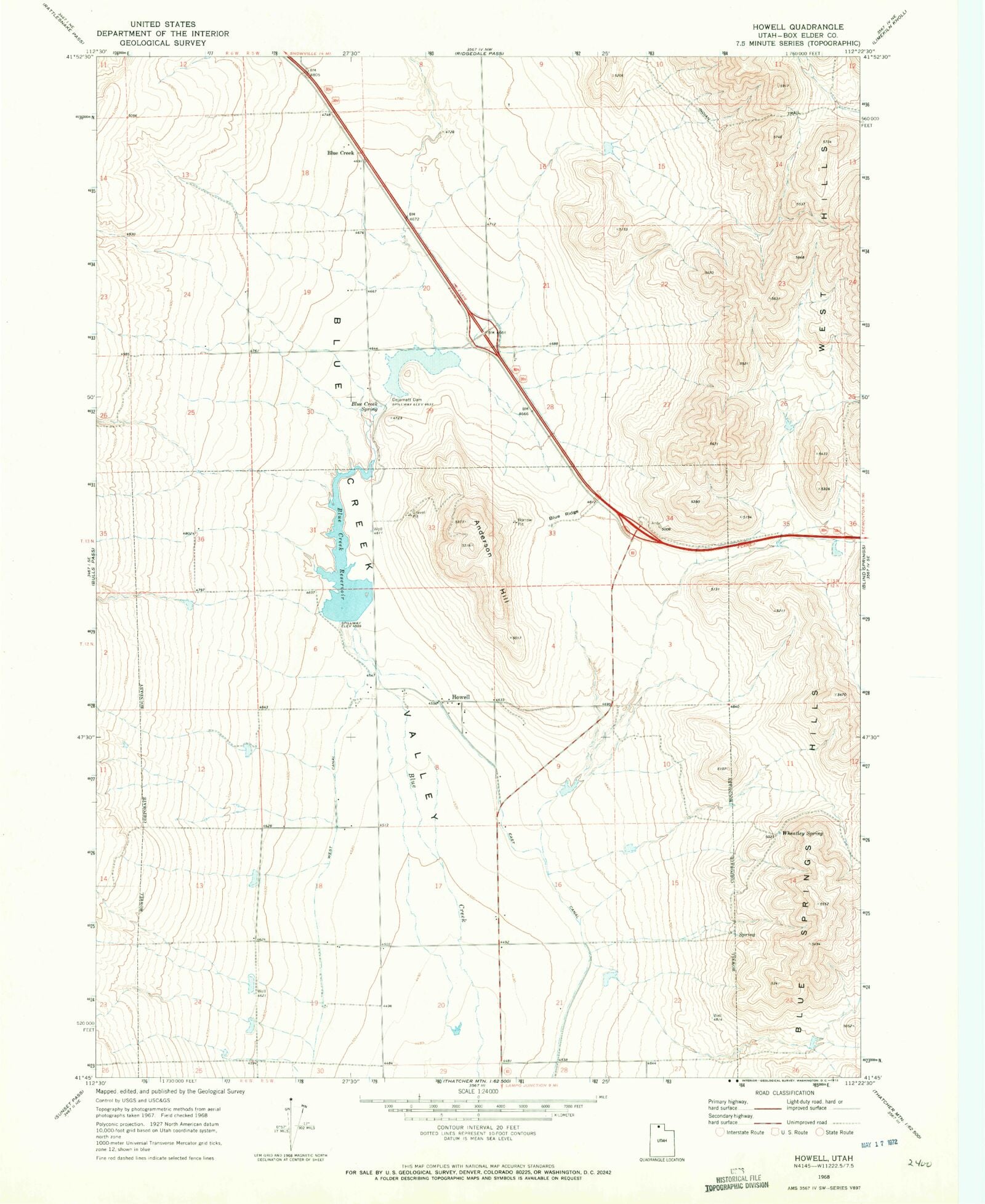Classic USGS Howell Utah 7.5'x7.5' Topo Map – MyTopo Map Store