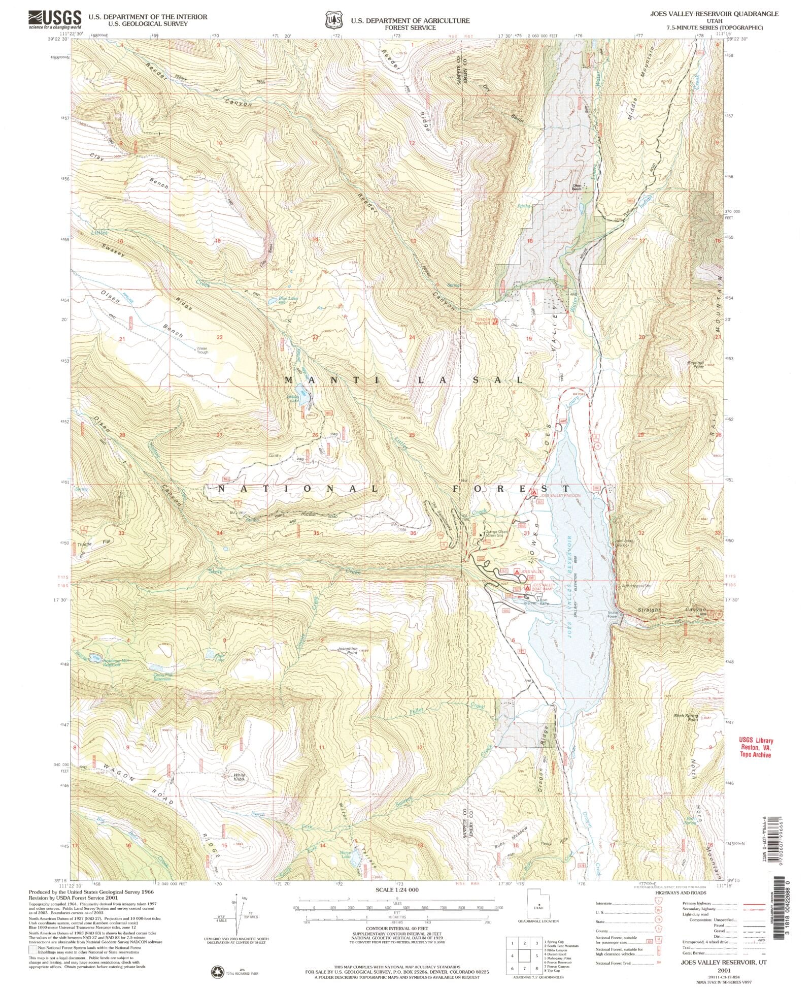 Classic USGS Joes Valley Reservoir Utah 7.5'x7.5' Topo Map – MyTopo Map ...