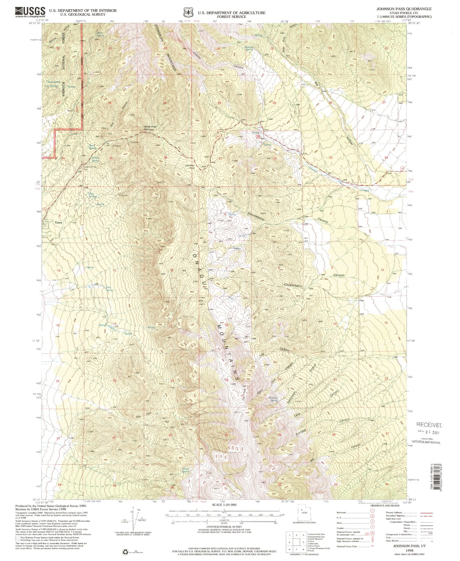Classic USGS Johnson Pass Utah 7.5'x7.5' Topo Map – MyTopo Map Store