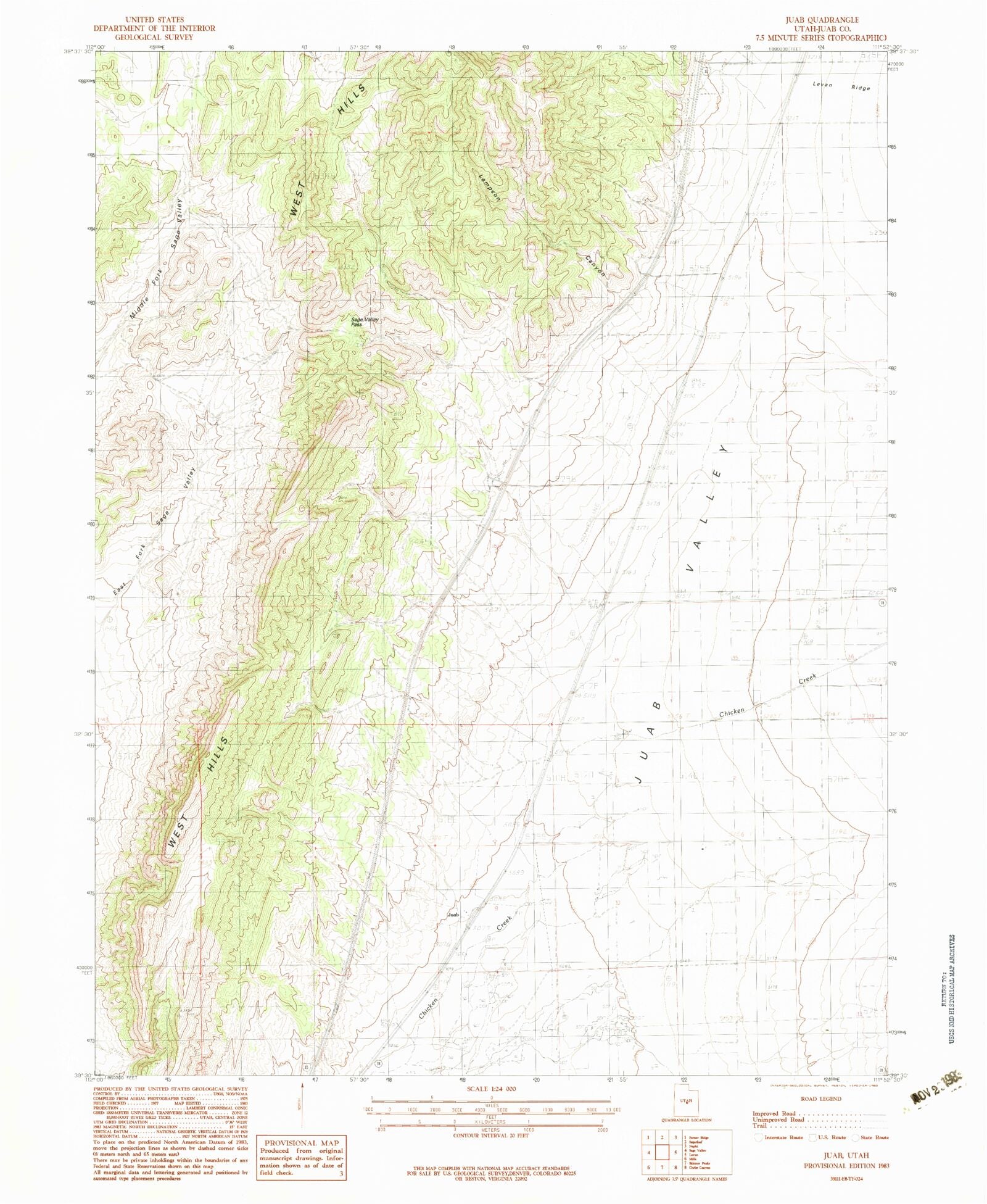 Classic USGS Juab Utah 7.5'x7.5' Topo Map – MyTopo Map Store