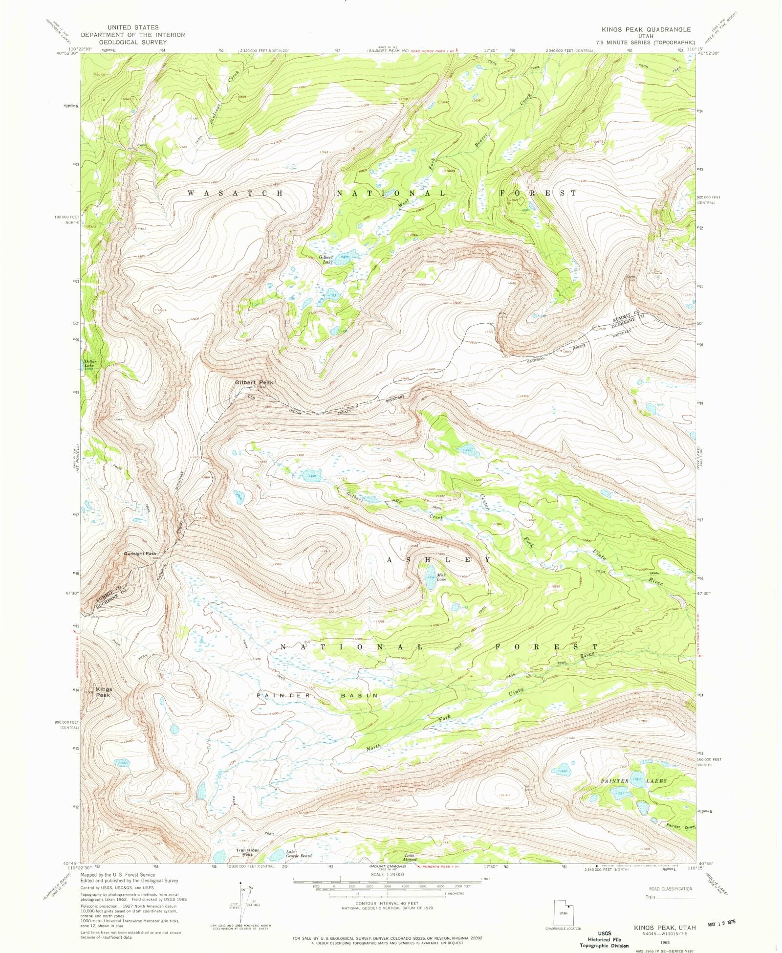 USGS Classic Kings Peak Utah 7.5'x7.5' Topo Map – MyTopo Map Store