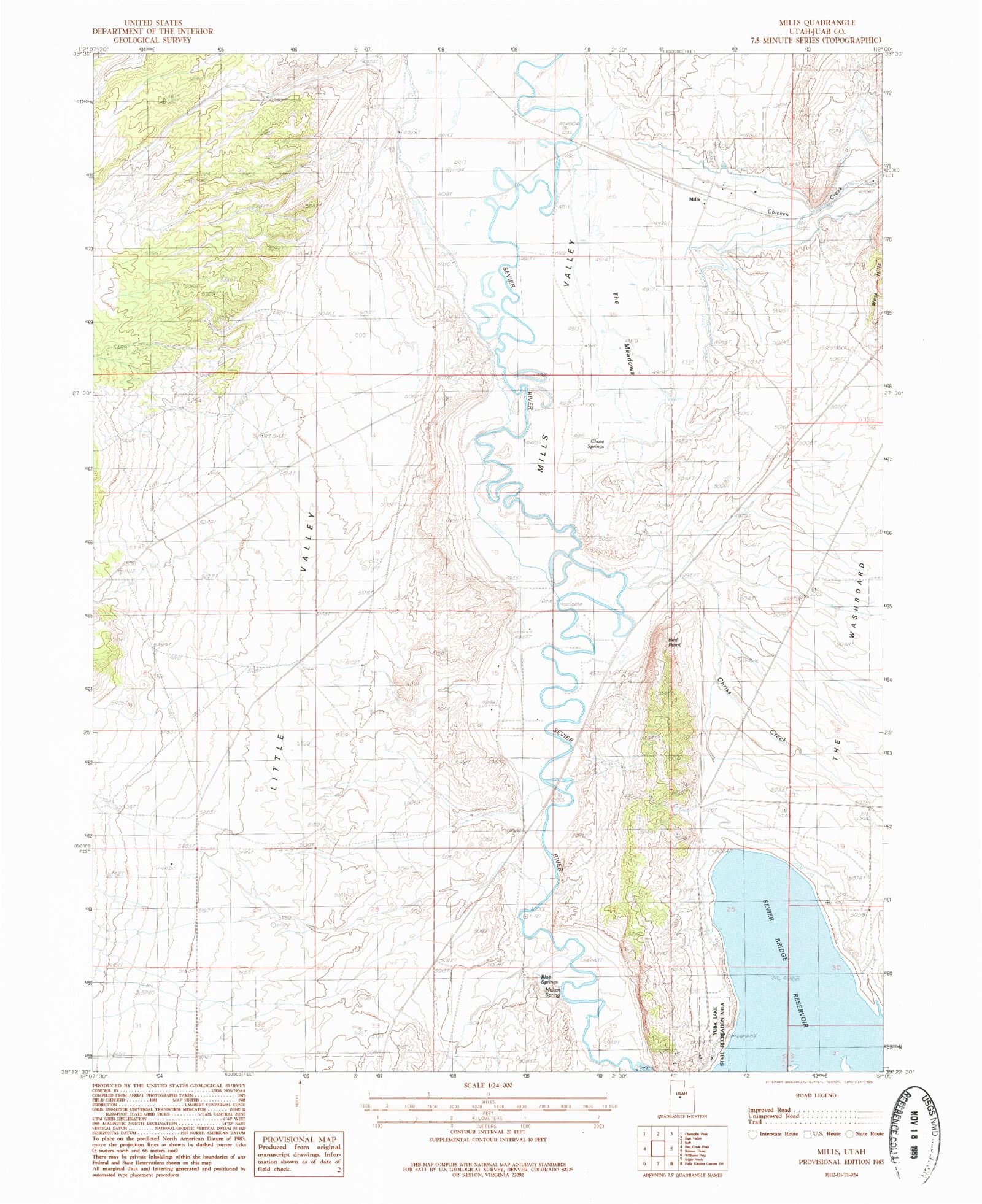 Classic USGS Mills Utah 7.5'x7.5' Topo Map – MyTopo Map Store