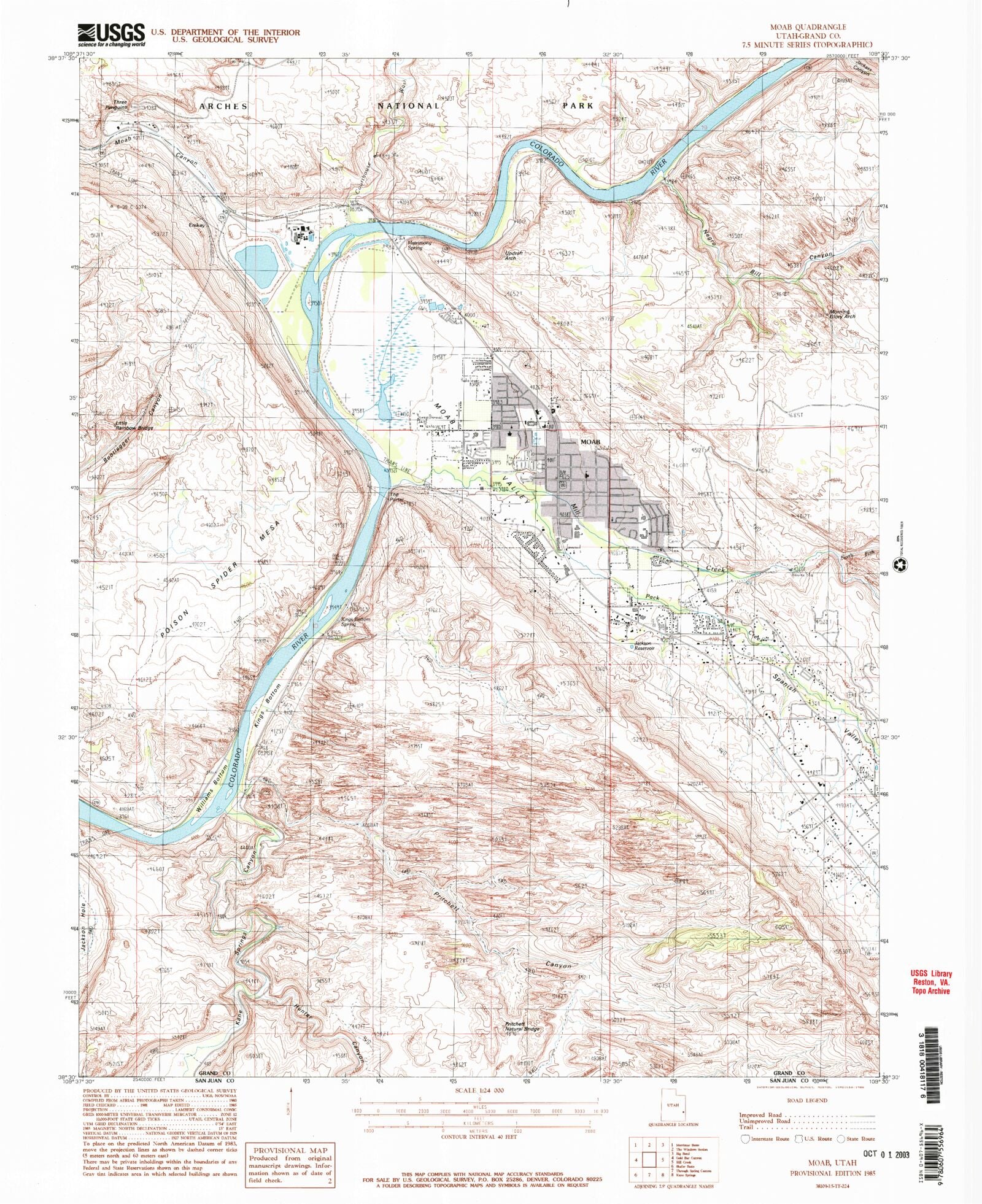 Classic USGS Moab Utah 7.5'x7.5' Topo Map – MyTopo Map Store