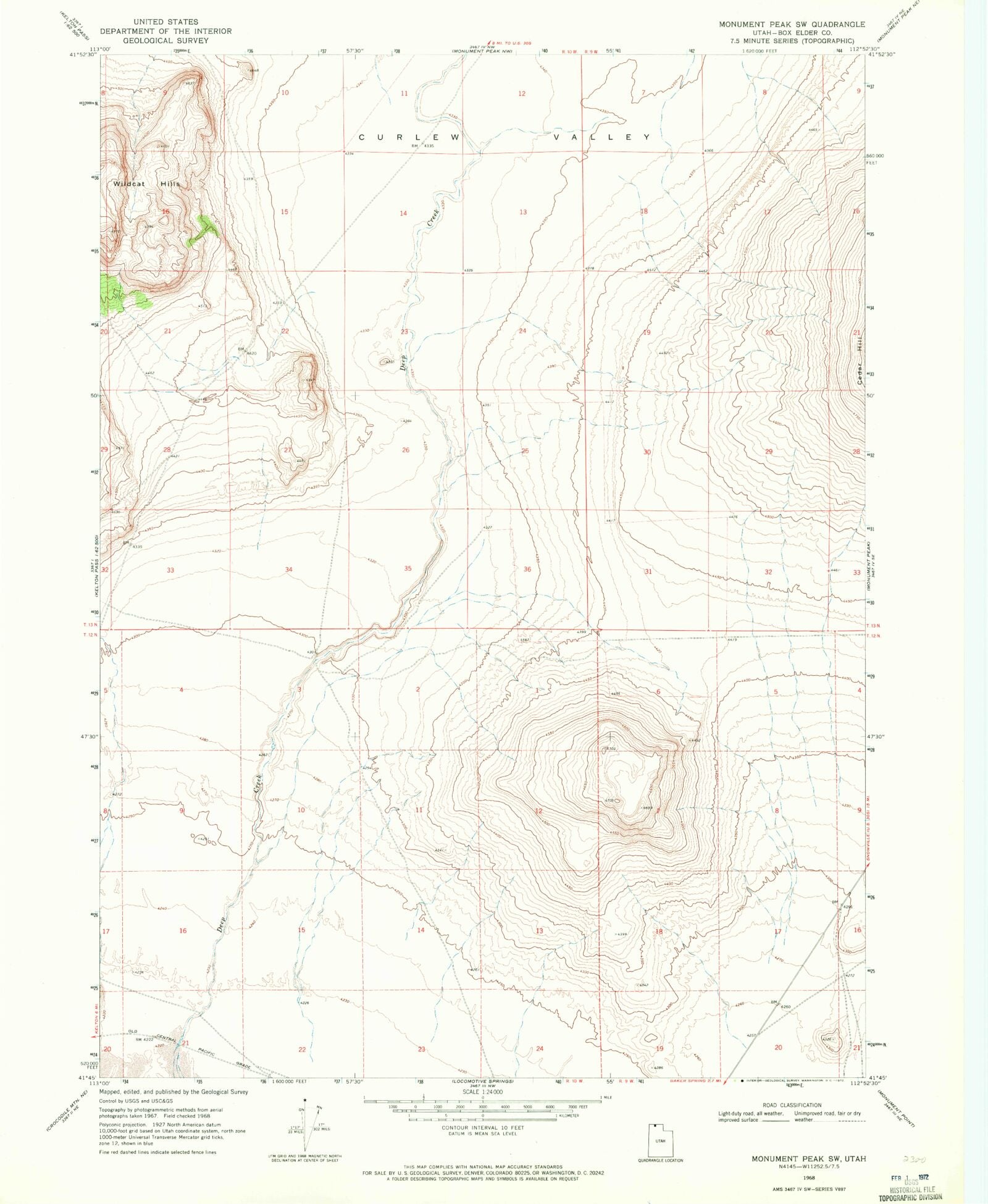 Classic USGS Monument Peak SW Utah 7.5'x7.5' Topo Map – MyTopo Map Store