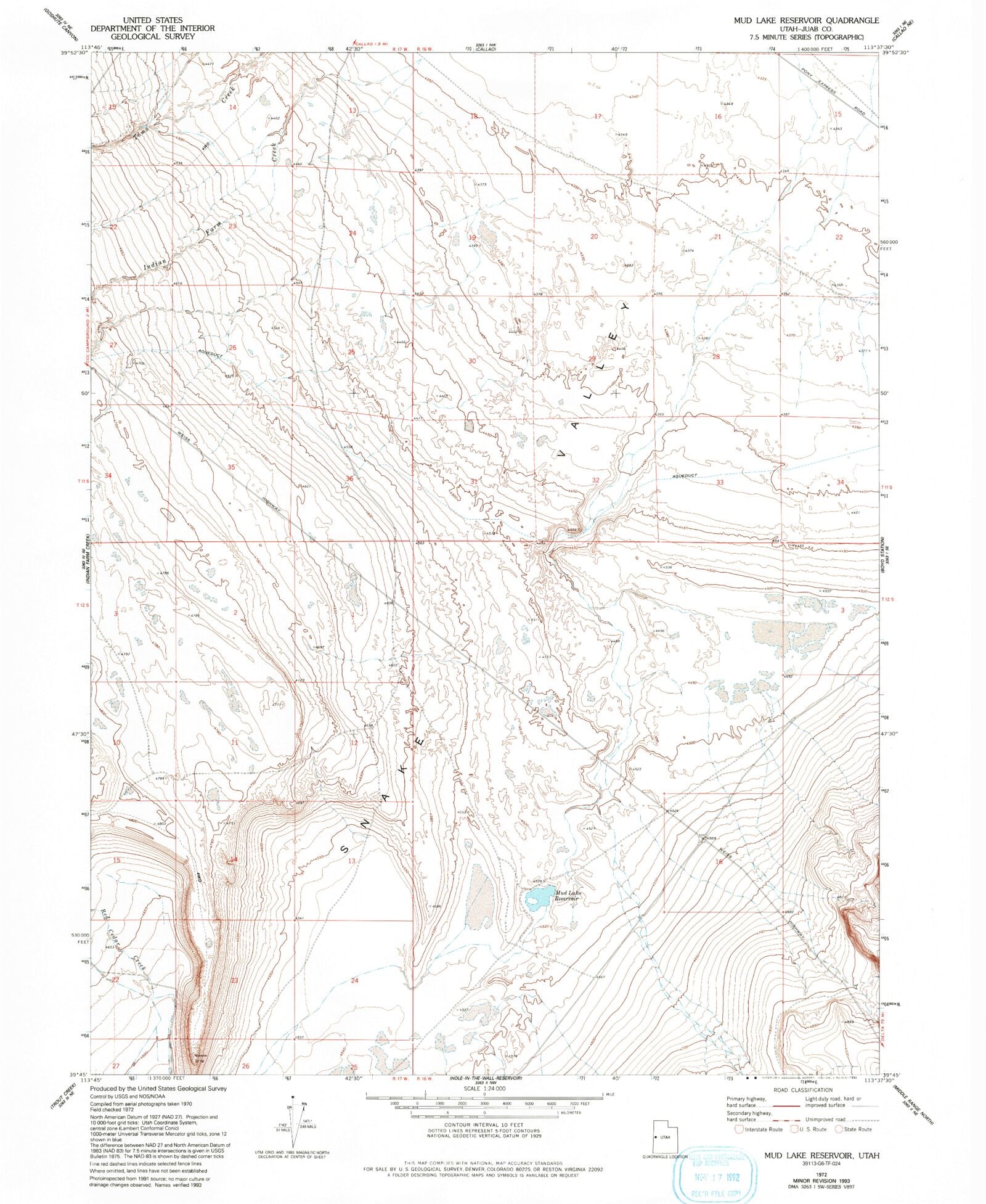 Classic USGS Mud Lake Reservoir Utah 7.5'x7.5' Topo Map – MyTopo Map Store
