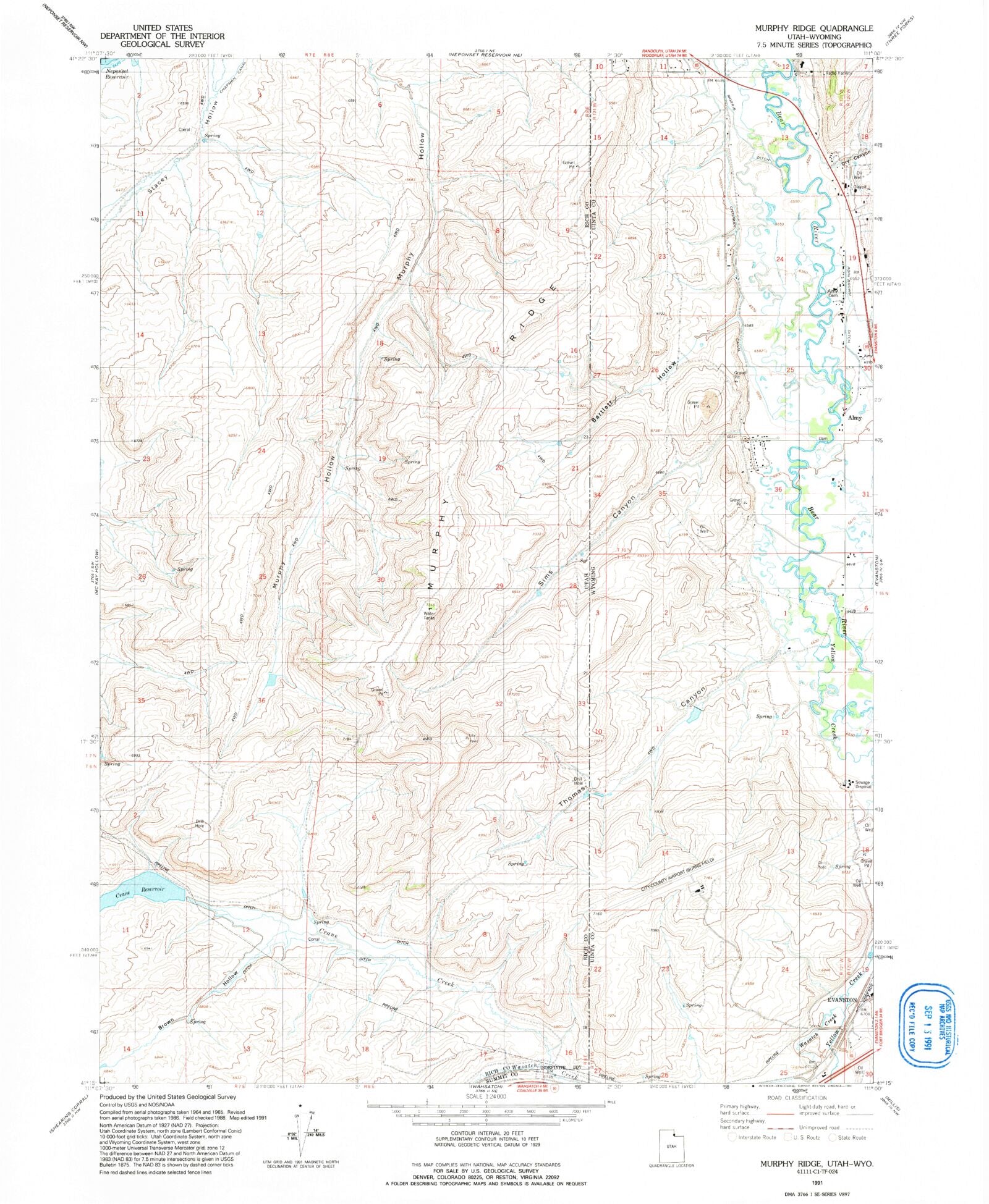 Classic USGS Murphy Ridge Utah 7.5'x7.5' Topo Map – MyTopo Map Store