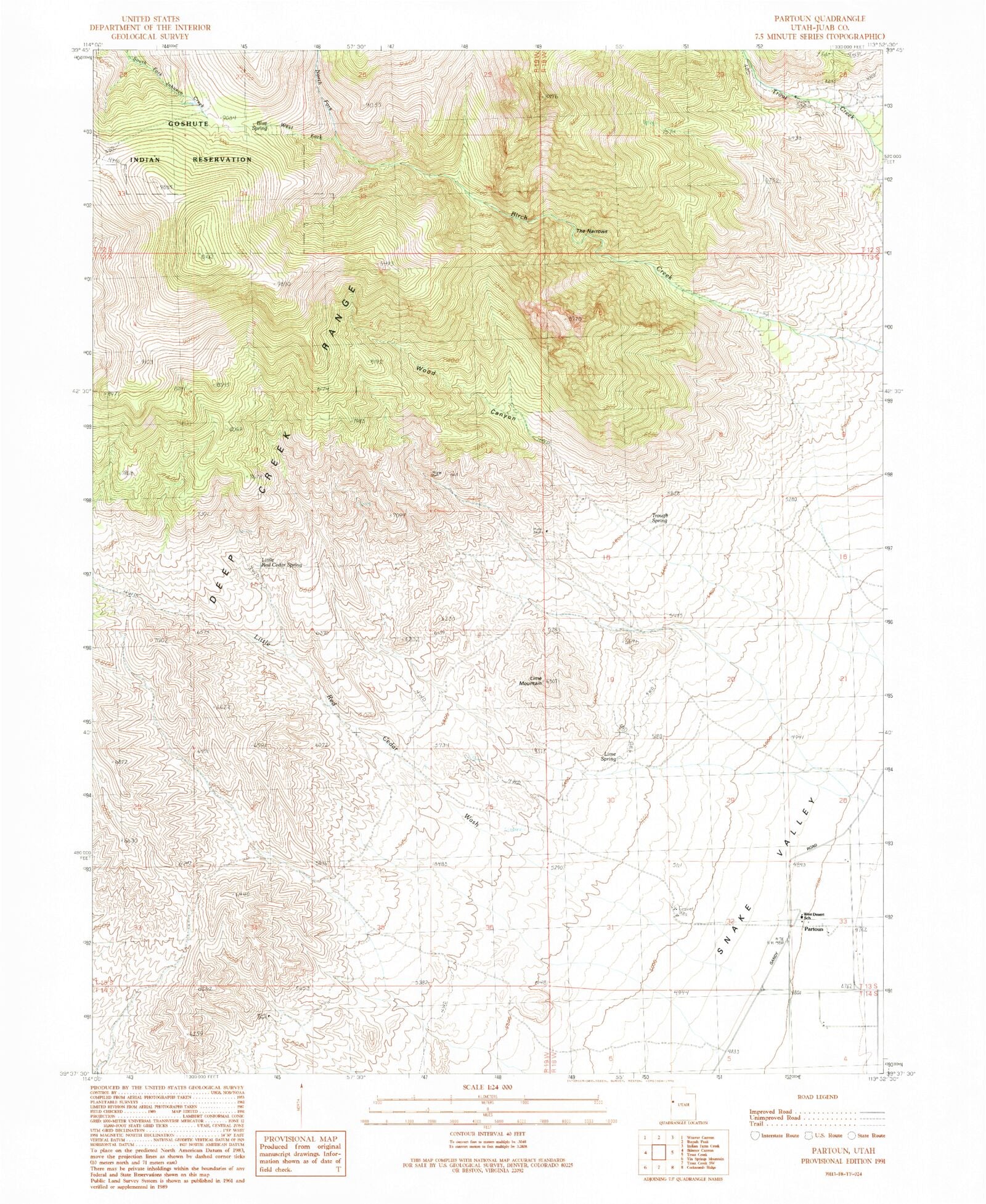 Classic USGS Partoun Utah 7.5'x7.5' Topo Map – MyTopo Map Store