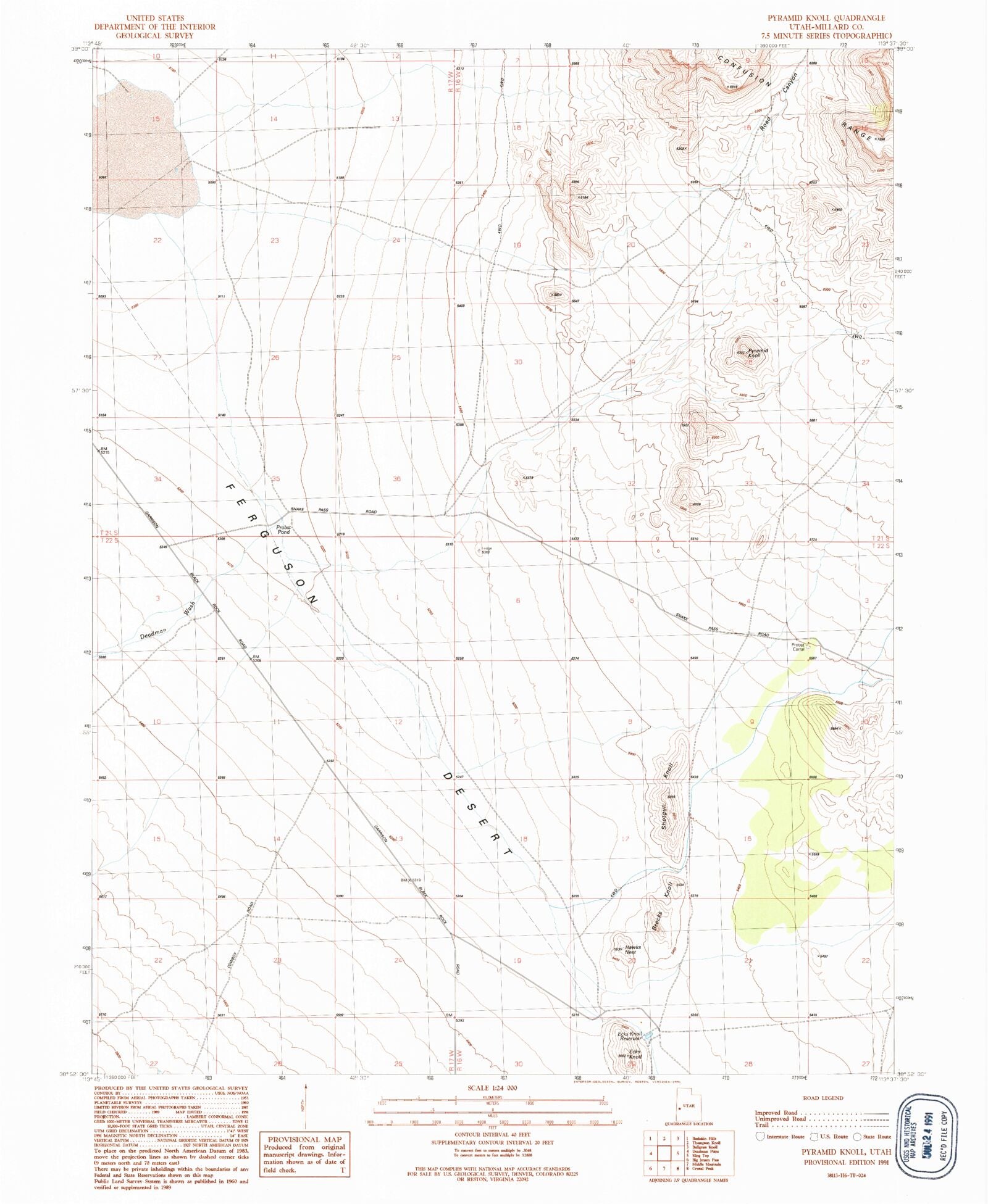 Classic USGS Pyramid Knoll Utah 7.5'x7.5' Topo Map – MyTopo Map Store