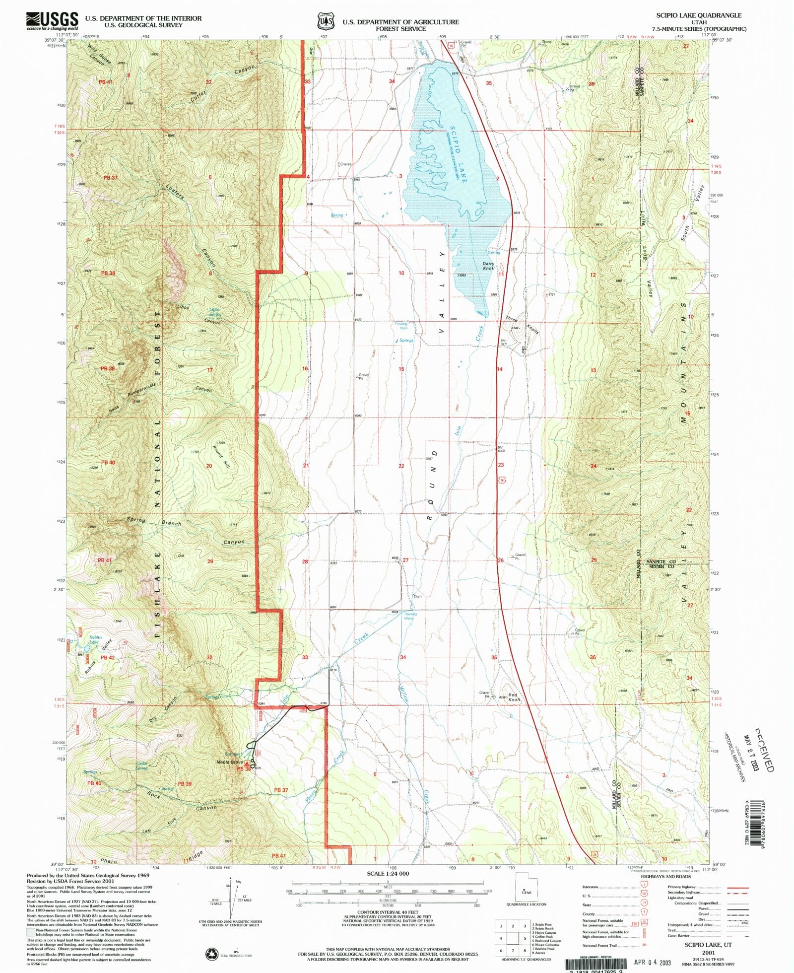 Classic USGS Scipio Lake Utah 7.5'x7.5' Topo Map – MyTopo Map Store