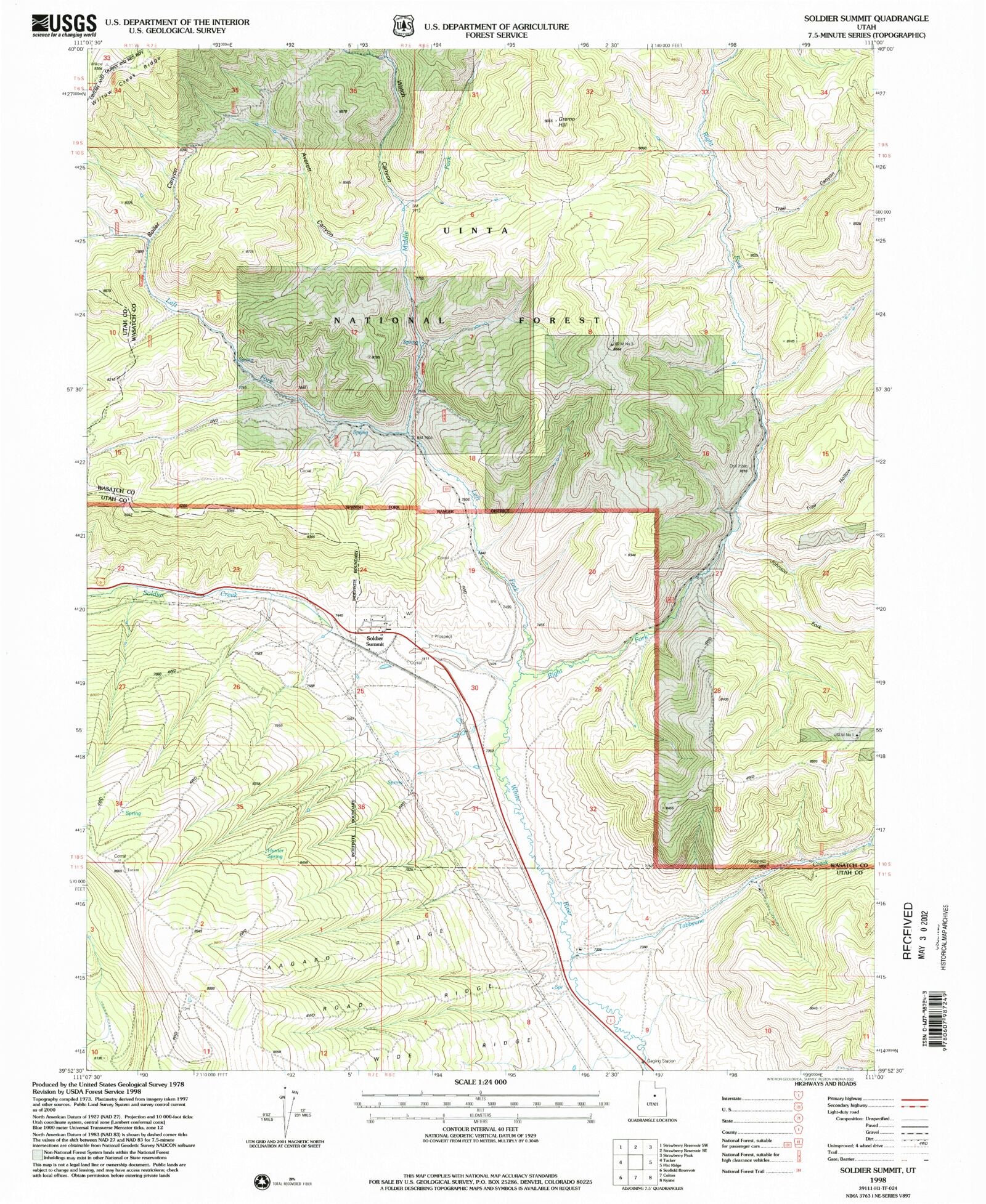 Classic USGS Soldier Summit Utah 7.5'x7.5' Topo Map – MyTopo Map Store