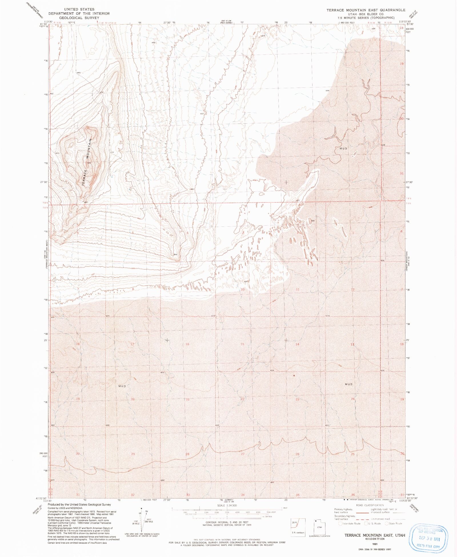 Classic USGS Terrace Mountain East Utah 7.5'x7.5' Topo Map – MyTopo Map ...