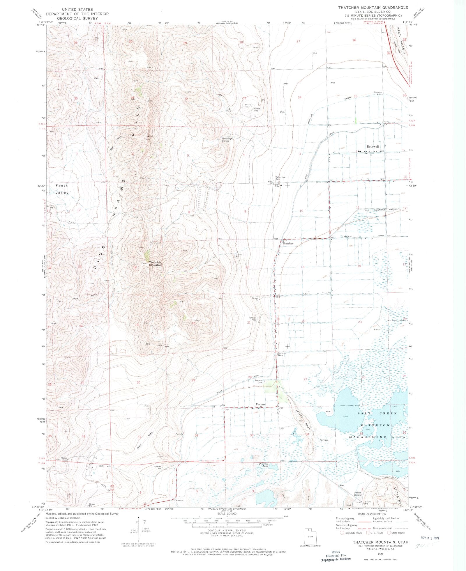Classic USGS Thatcher Mountain Utah 7.5'x7.5' Topo Map – MyTopo Map Store