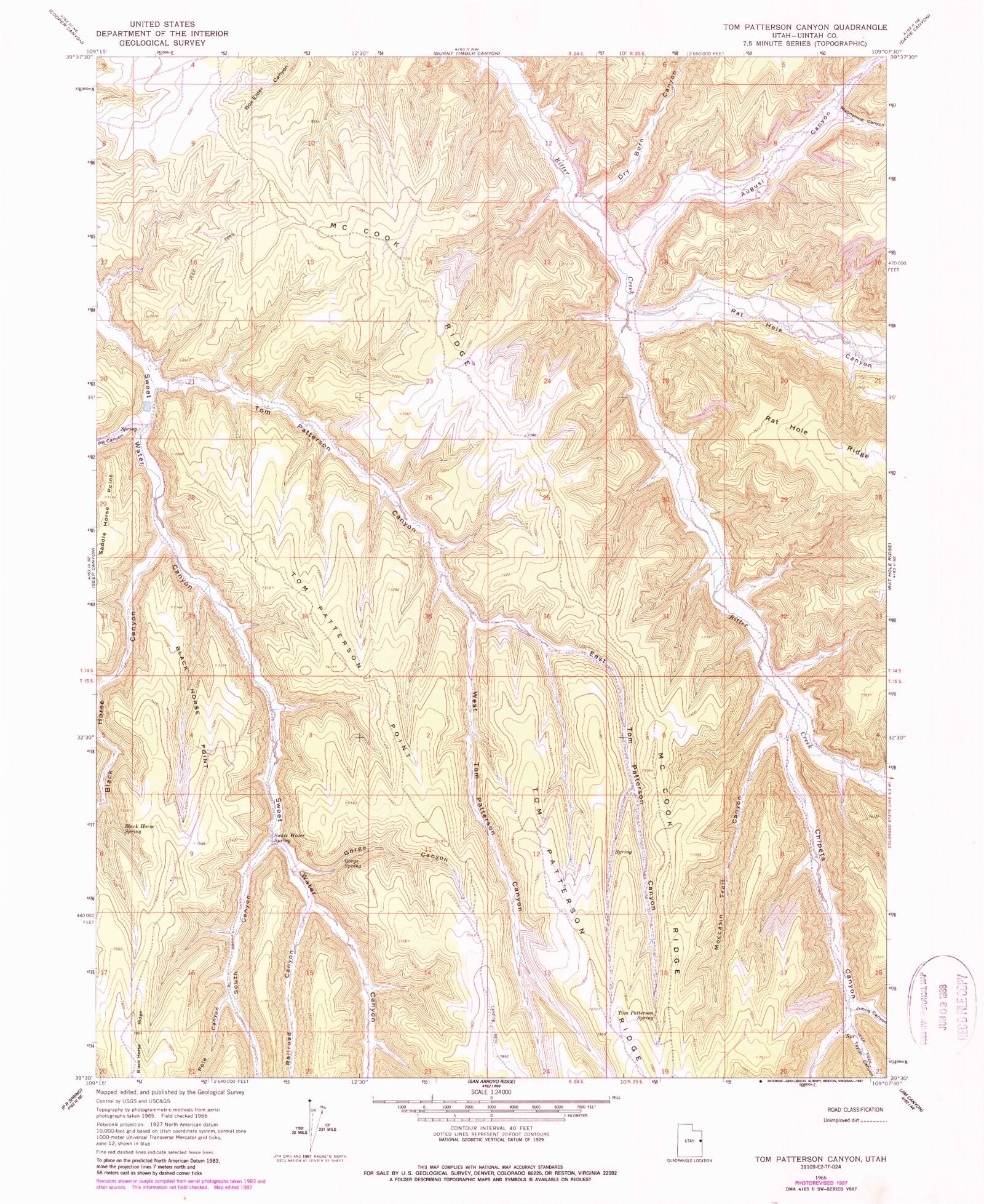 Classic USGS Tom Patterson Canyon Utah 7.5'x7.5' Topo Map – MyTopo Map ...