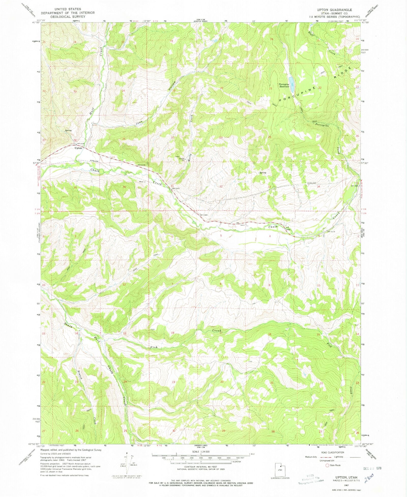 Classic USGS Upton Utah 7.5'x7.5' Topo Map – MyTopo Map Store