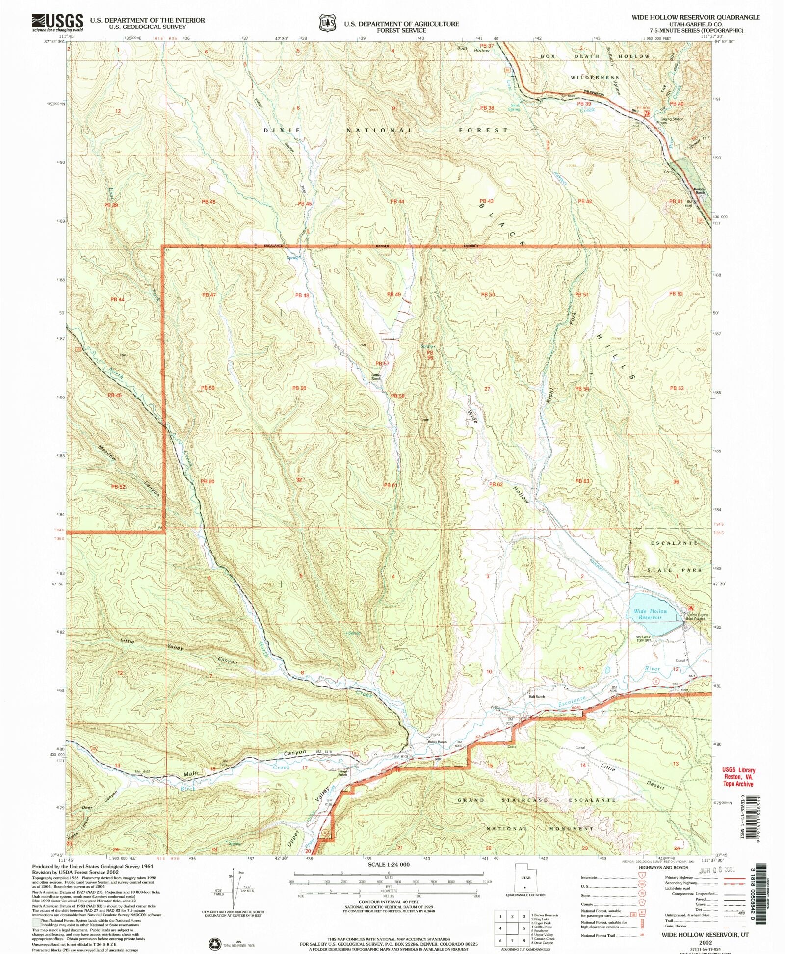 Classic USGS Wide Hollow Reservoir Utah 7.5'x7.5' Topo Map – MyTopo Map ...