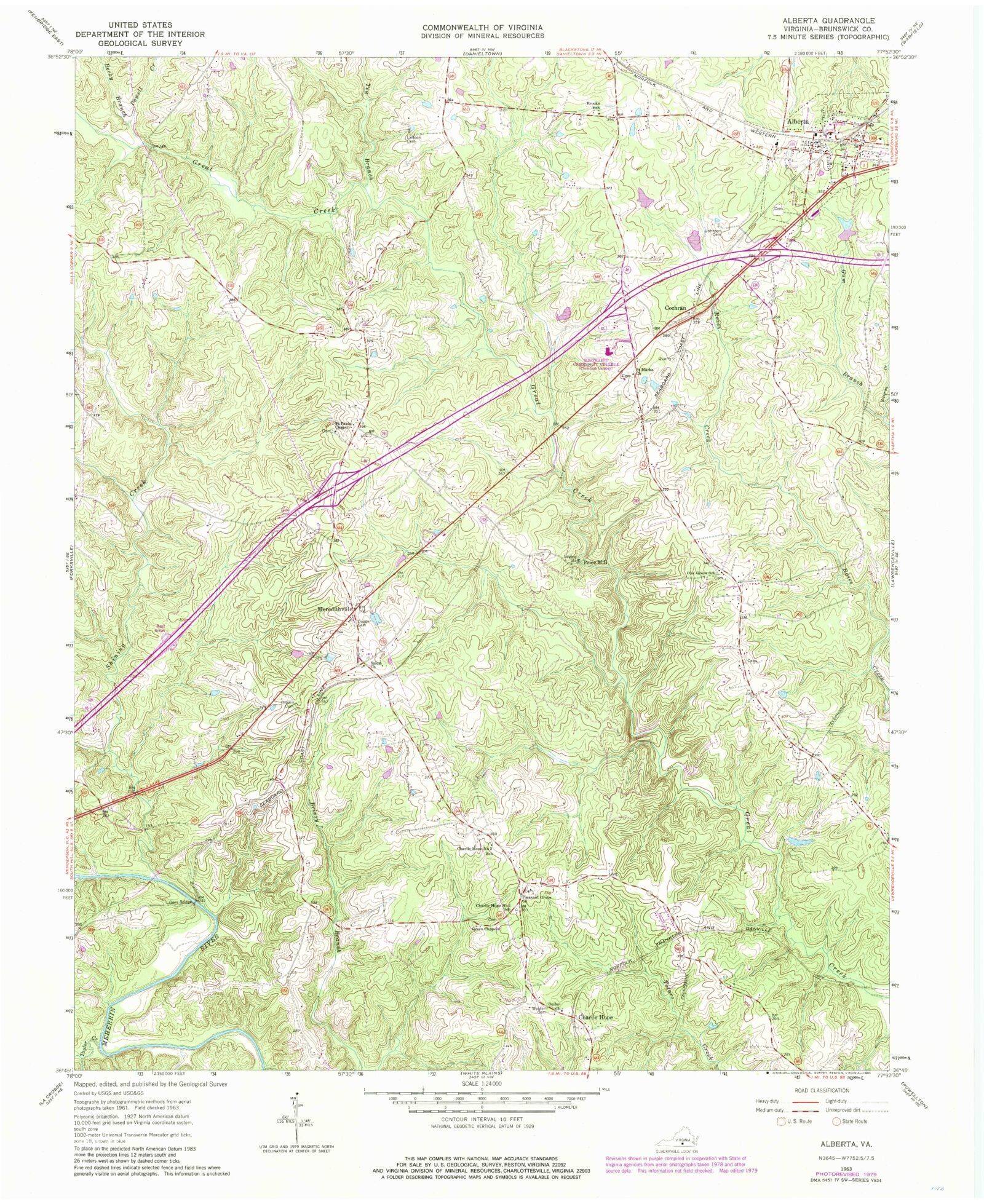 Classic USGS Alberta Virginia 7.5'x7.5' Topo Map – MyTopo Map Store