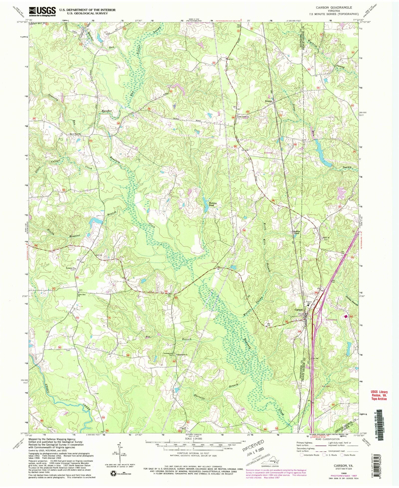 Classic USGS Carson Virginia 7.5'x7.5' Topo Map – MyTopo Map Store