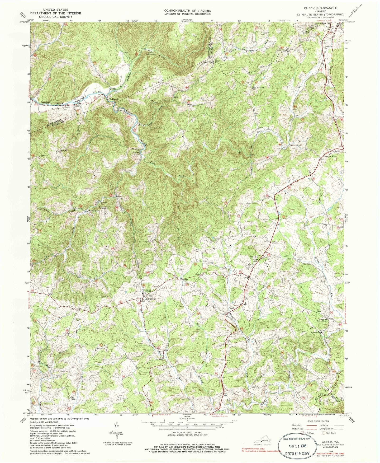 Classic USGS Check Virginia 7.5'x7.5' Topo Map – MyTopo Map Store