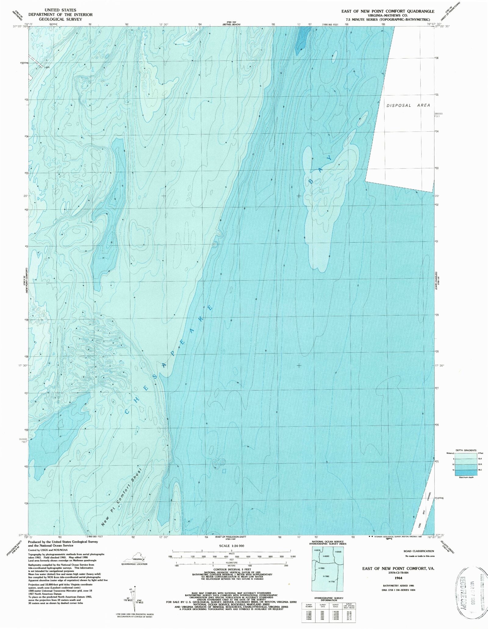 Classic USGS East of New Point Comfort Virginia 7.5'x7.5' Topo Map ...