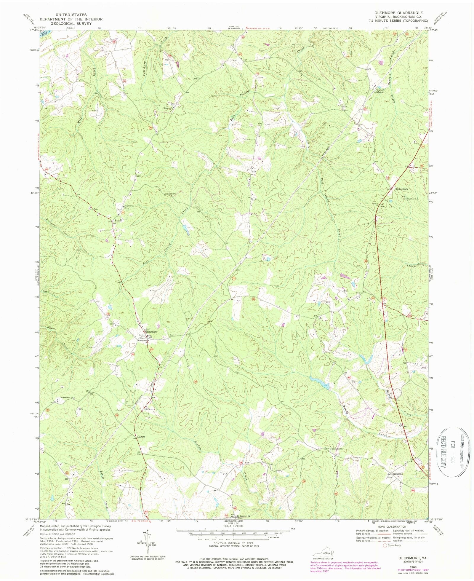 Classic USGS Glenmore Virginia 7.5'x7.5' Topo Map – MyTopo Map Store