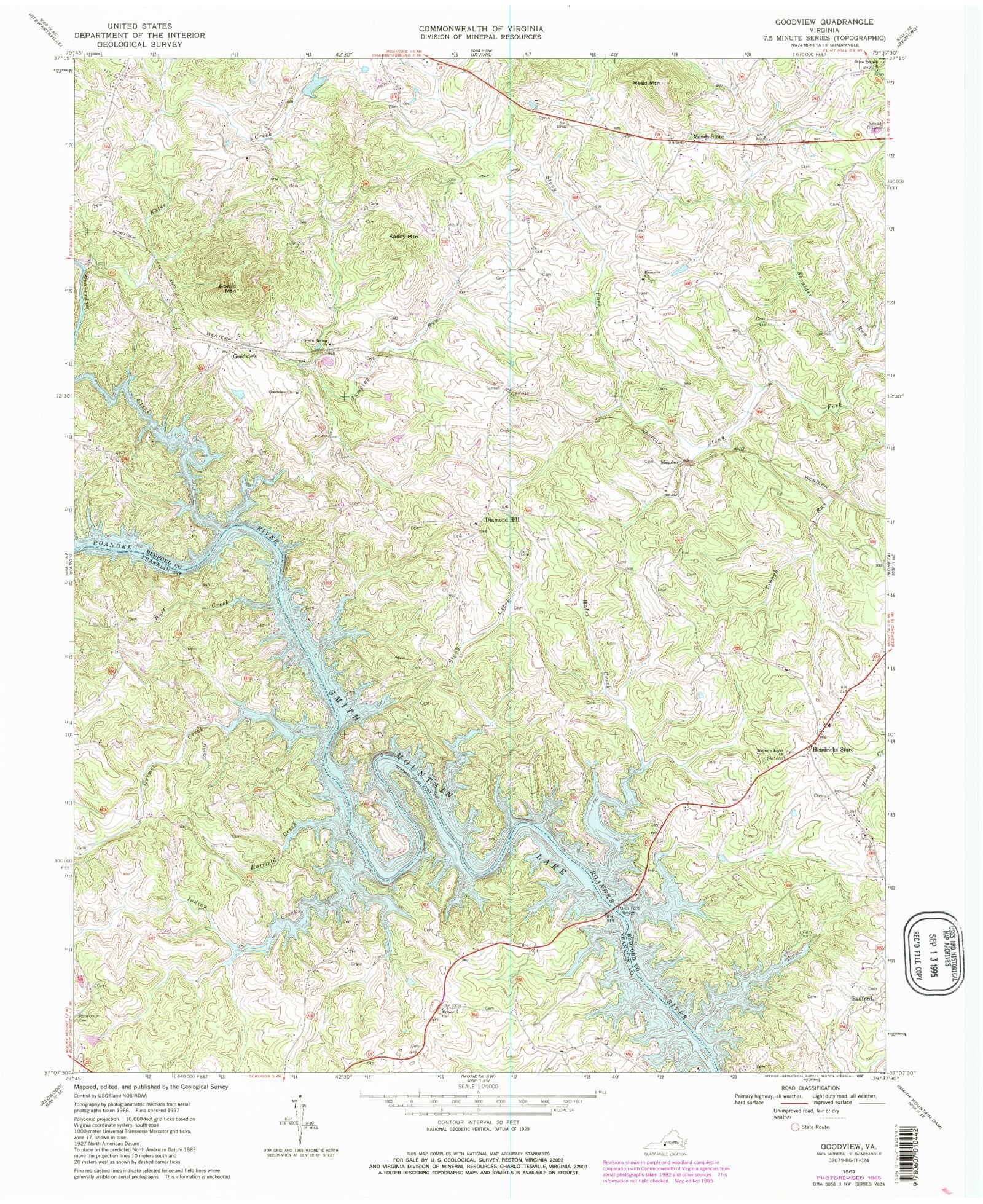 Classic USGS Goodview Virginia 7.5'x7.5' Topo Map – MyTopo Map Store