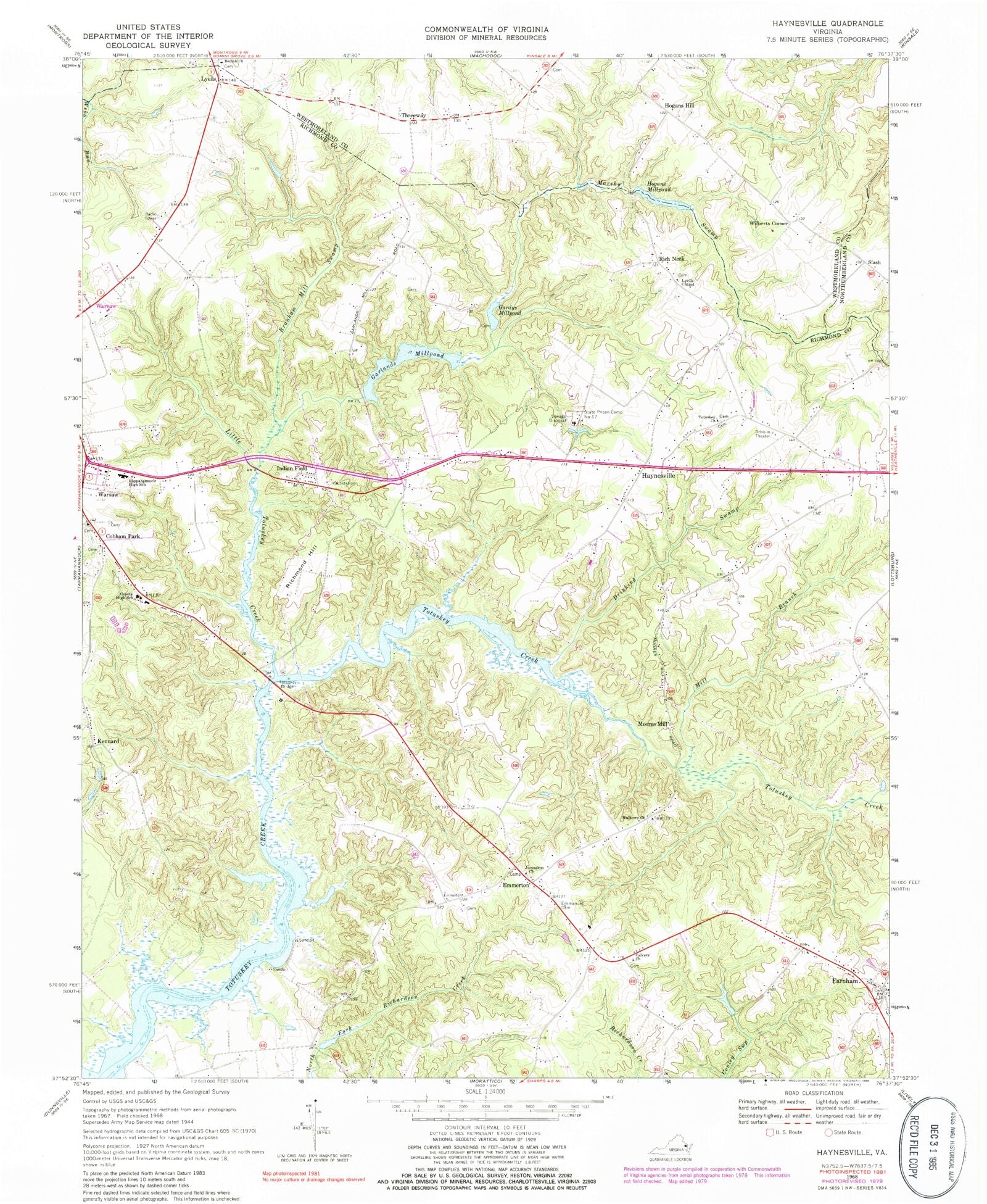 Classic USGS Haynesville Virginia 7.5'x7.5' Topo Map – MyTopo Map Store