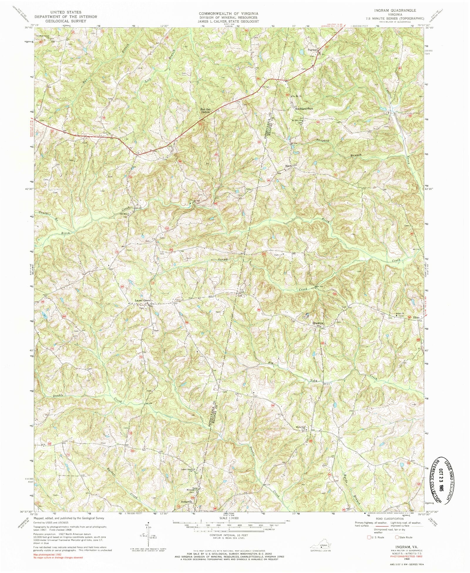 Classic USGS Ingram Virginia 7.5'x7.5' Topo Map – MyTopo Map Store