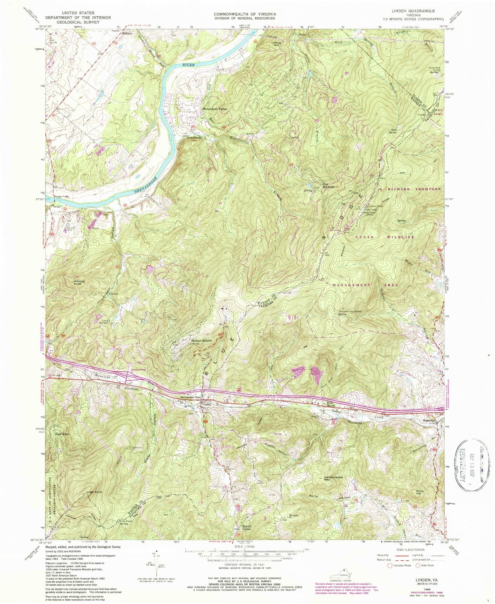 USGS Classic Linden Virginia 7.5'x7.5' Topo Map – MyTopo Map Store