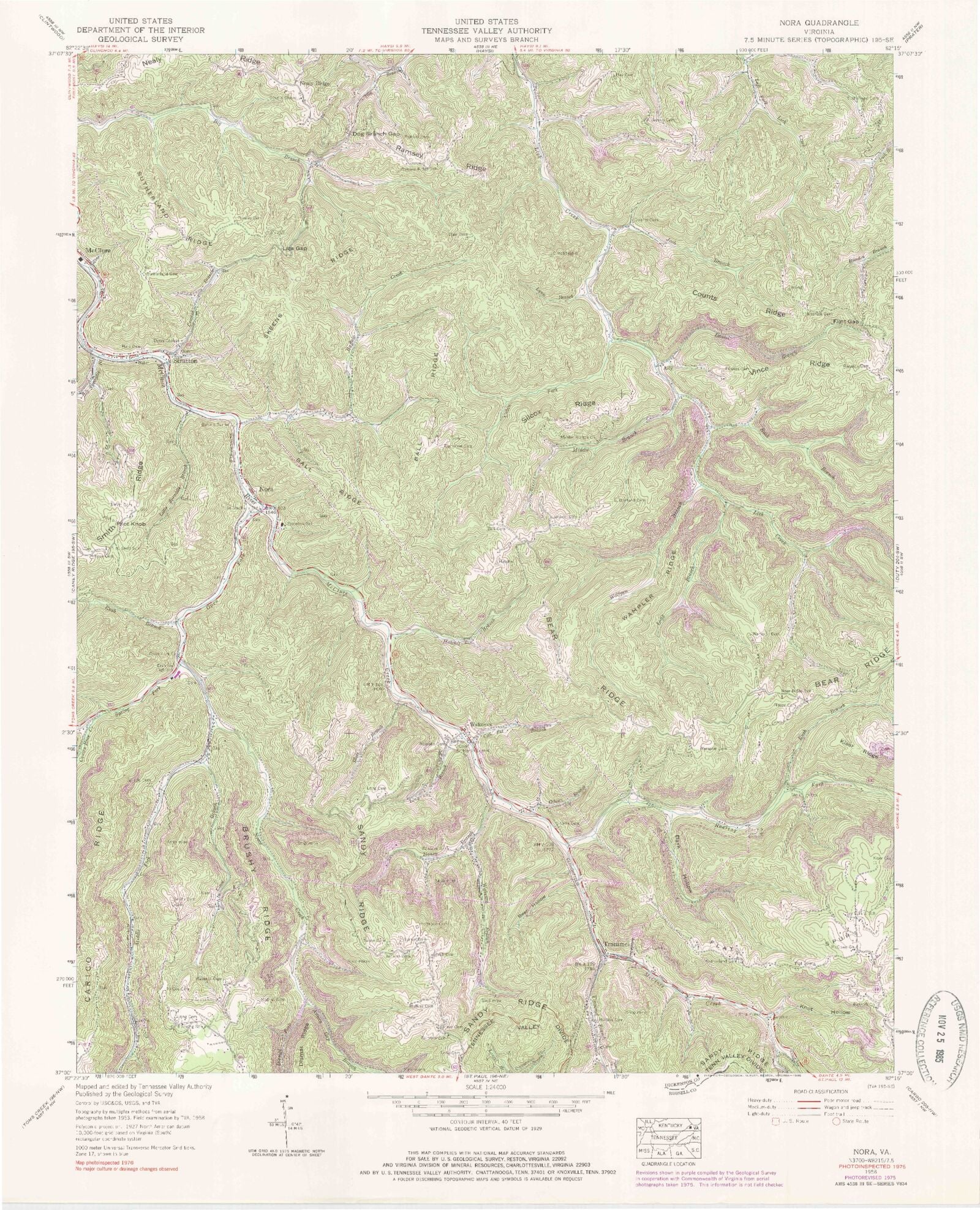 Classic USGS Nora Virginia 7.5'x7.5' Topo Map – MyTopo Map Store