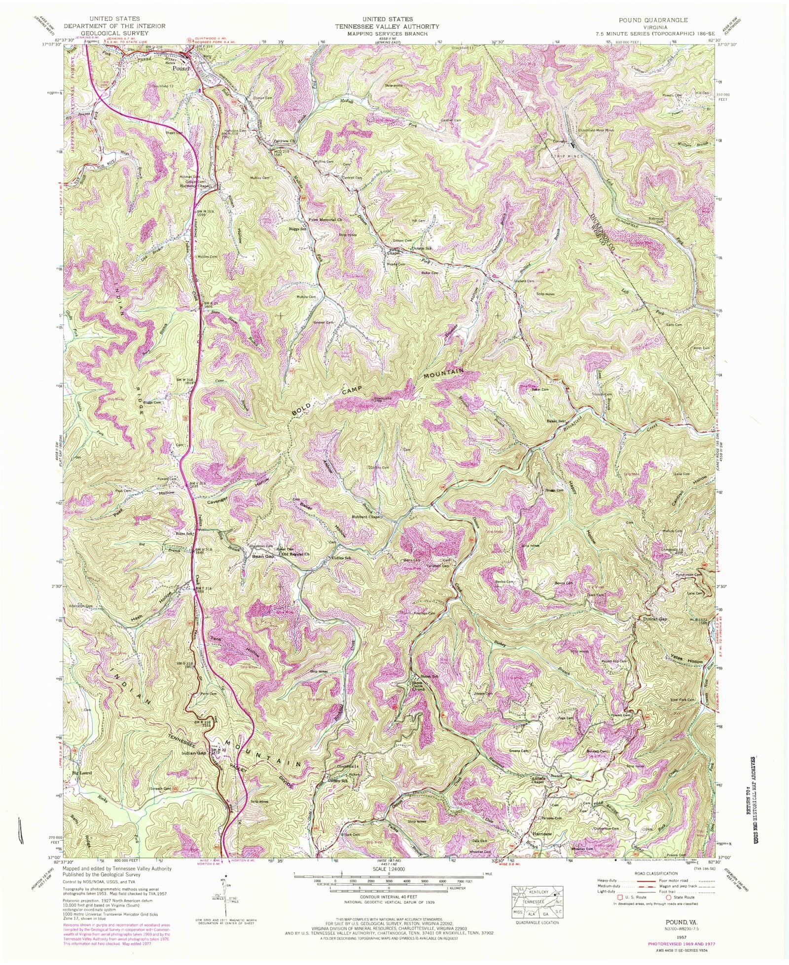 Classic USGS Pound Virginia 7.5'x7.5' Topo Map – MyTopo Map Store