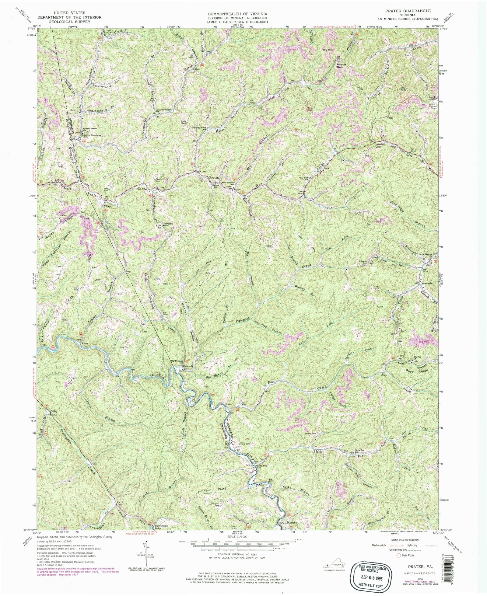 Classic USGS Prater Virginia 7.5'x7.5' Topo Map – MyTopo Map Store