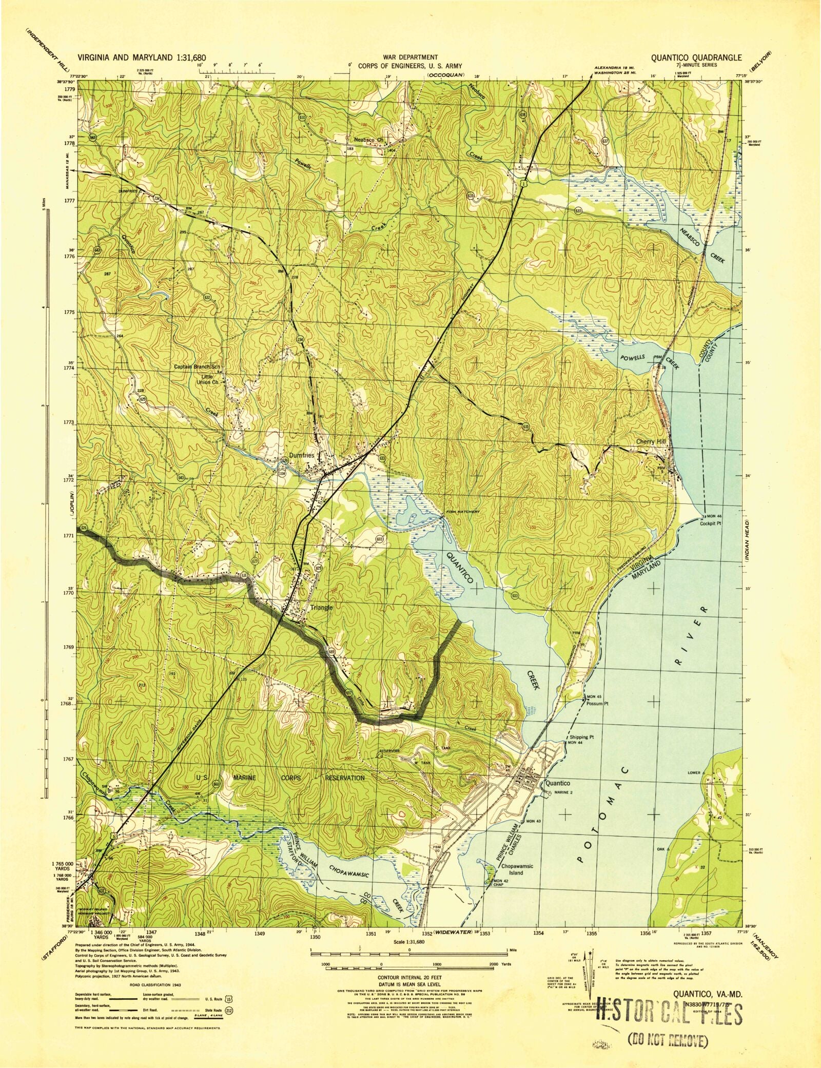 USGS Classic Quantico Virginia 7.5'x7.5' Topo Map – MyTopo Map Store