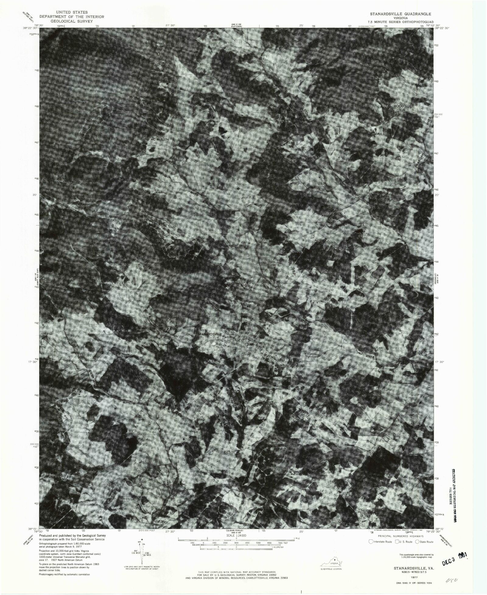 Classic USGS Stanardsville Virginia 7.5'x7.5' Topo Map – MyTopo Map Store