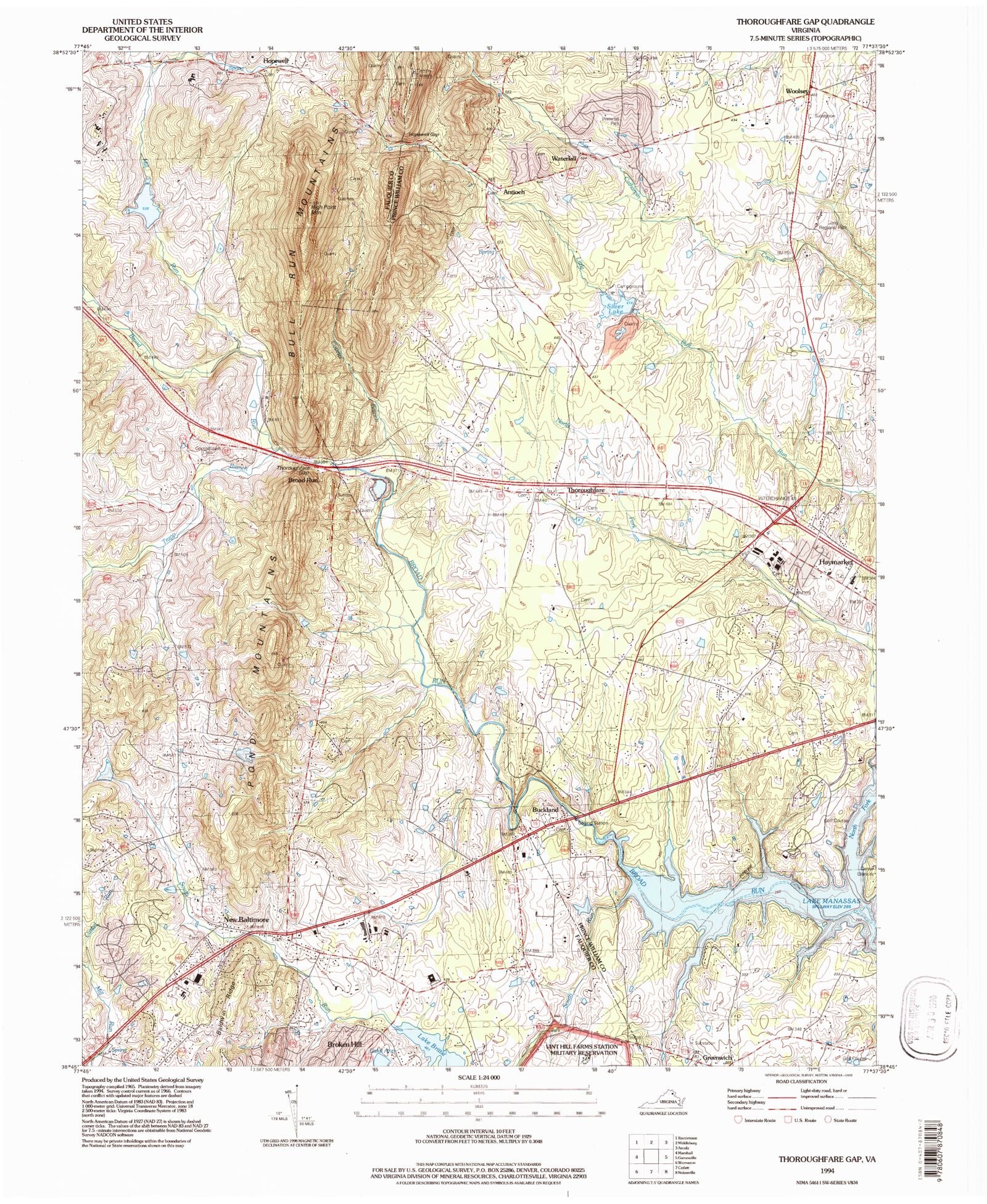 Classic USGS Thoroughfare Gap Virginia 7.5'x7.5' Topo Map – MyTopo Map ...