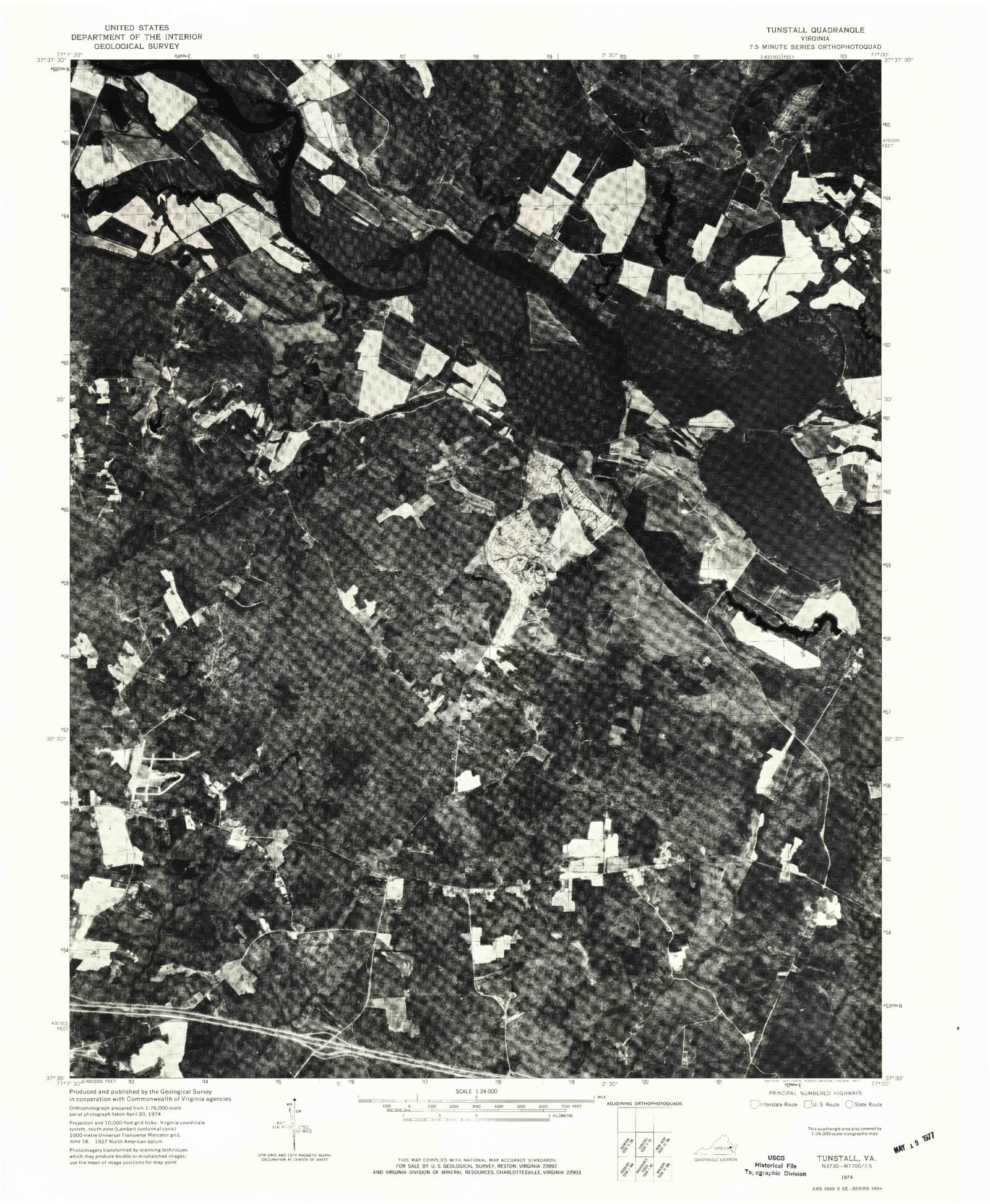 Classic USGS Tunstall Virginia 7.5'x7.5' Topo Map – MyTopo Map Store