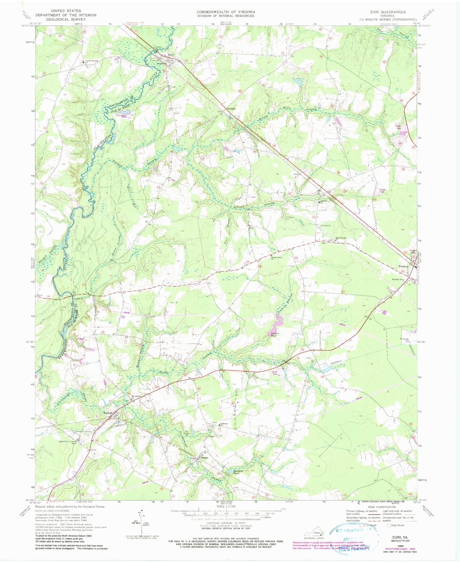 Classic USGS Zuni Virginia 7.5'x7.5' Topo Map – MyTopo Map Store