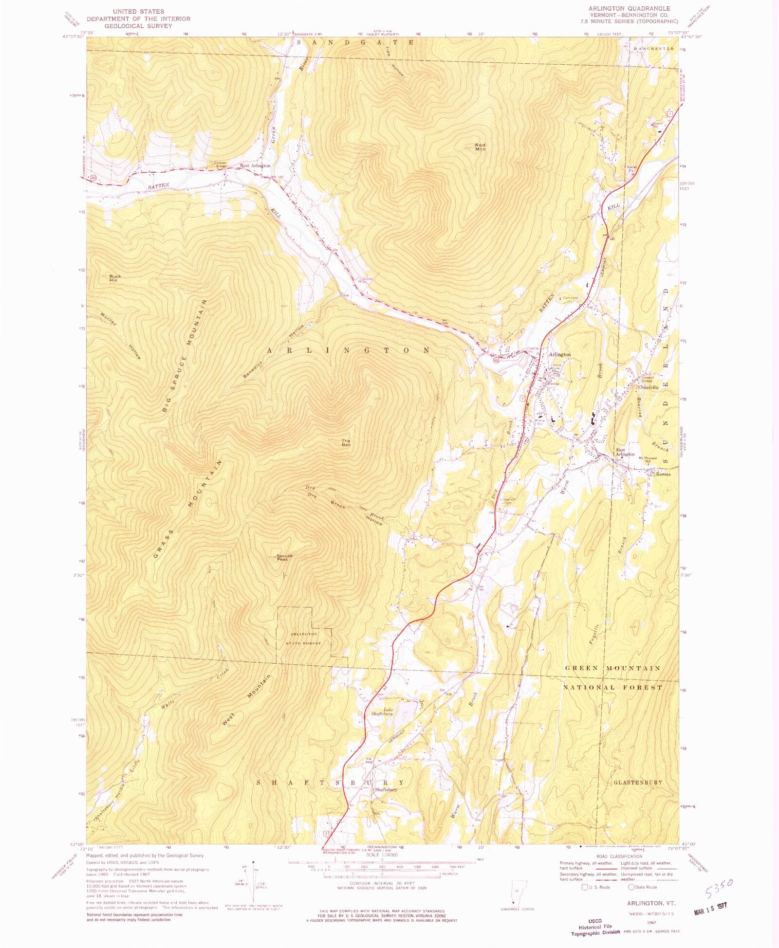 Classic USGS Arlington Vermont 7.5'x7.5' Topo Map – MyTopo Map Store